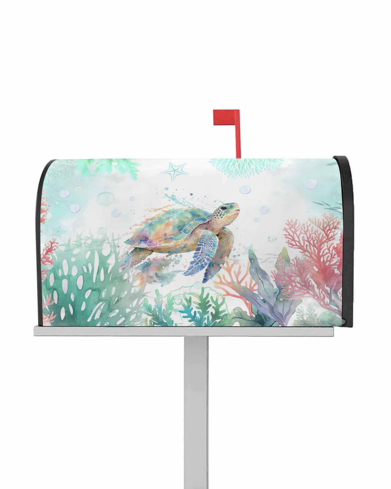 Mailbox Cover Magnetic Pink Coral with Cute Turtle Patterns Post Box ...