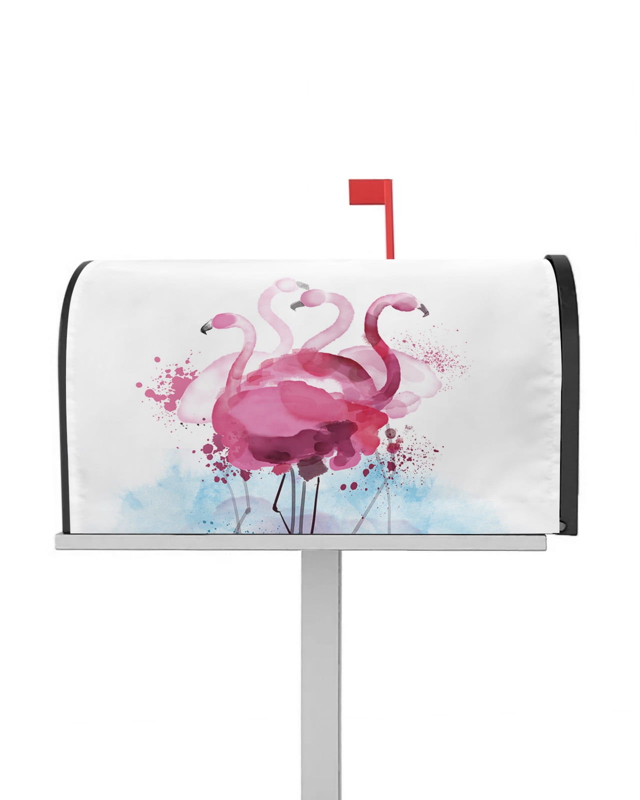 Mailbox Cover Magnetic Pink Flamingo Hand Painted Style Splash Effect ...