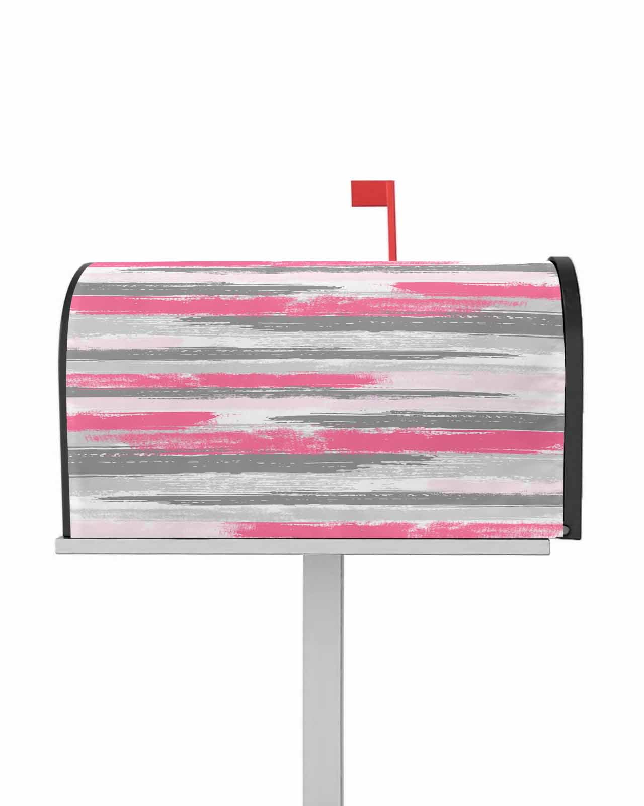 Mailbox Cover Magnetic Pink Grey Geometric Abstract Art Painting Stripe ...