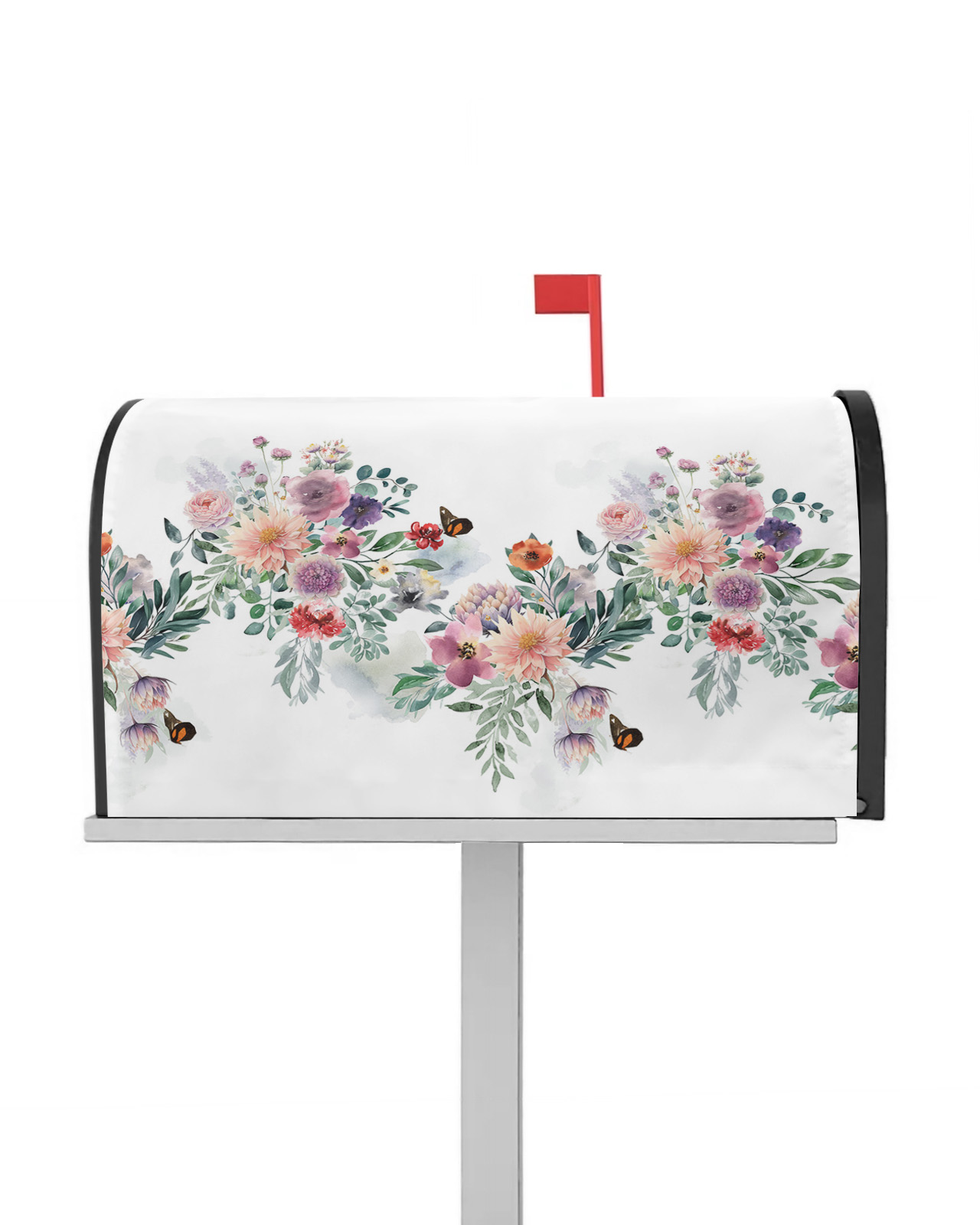 Mailbox Cover Magnetic Plant Floral Leaves Butterfly Watercolor Hand ...