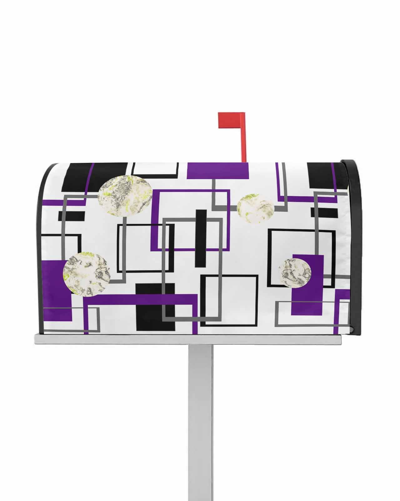 Mailbox Cover Magnetic Purple Grey Black Modern Art Geometric Marble ...