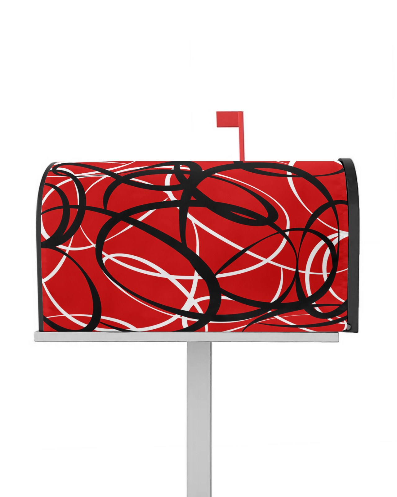 Mailbox Cover Magnetic Red Black White Modern Abstract Art Lines Post ...