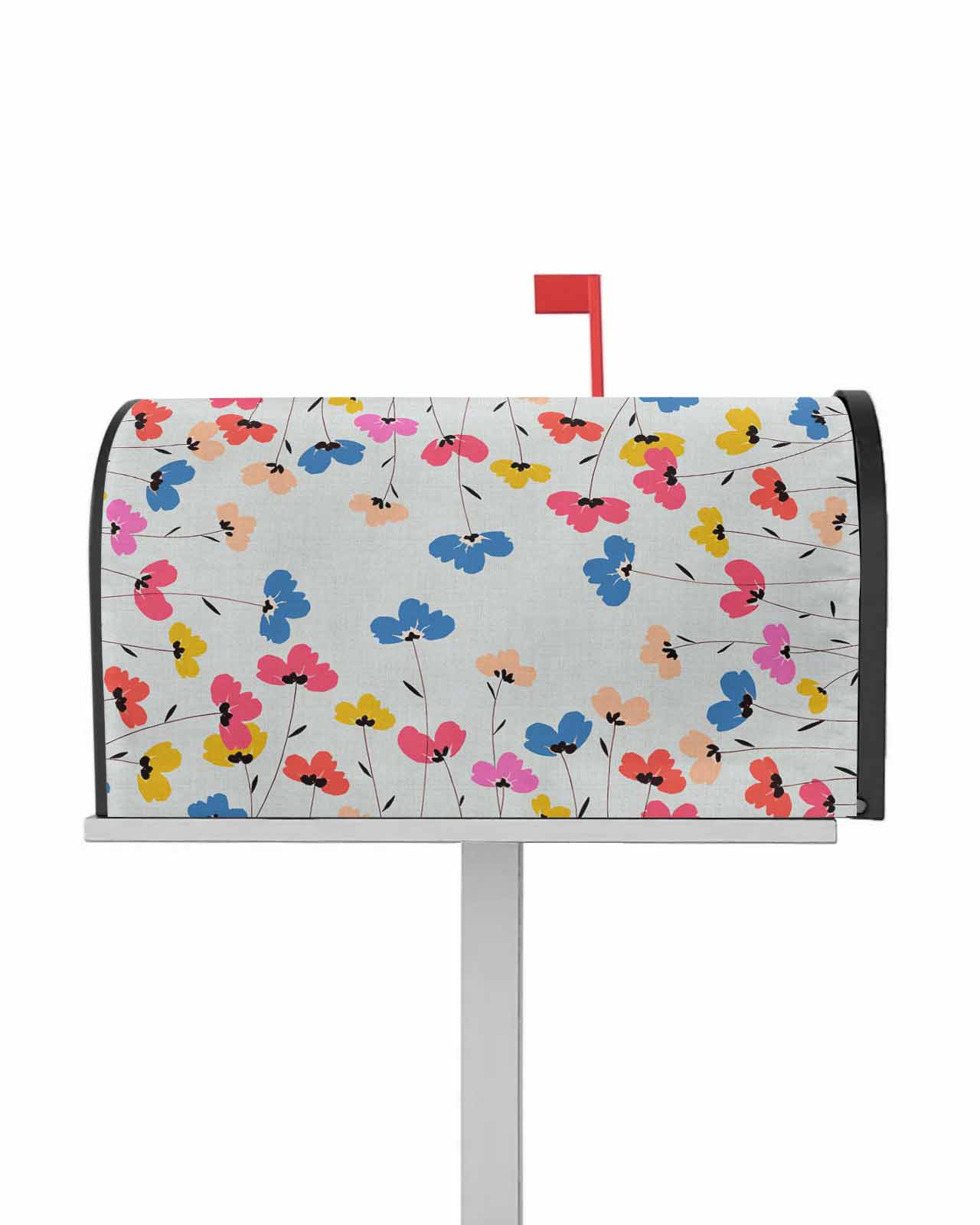 Mailbox Cover Magnetic Retro Abstract Flowers Leaves Hand Drawn ...