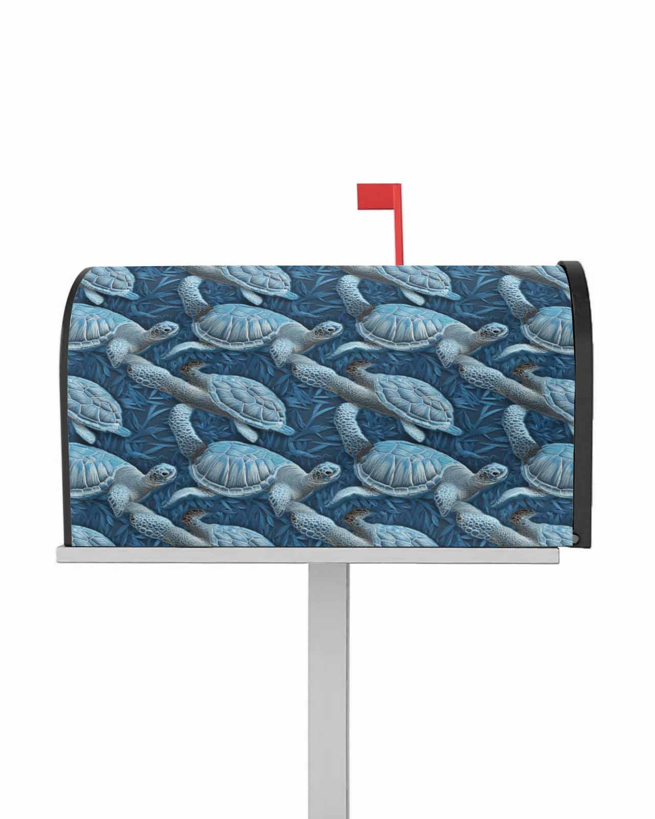 Mailbox Cover Magnetic Retro Nature Blue Sea Turtle Texture Abstract ...