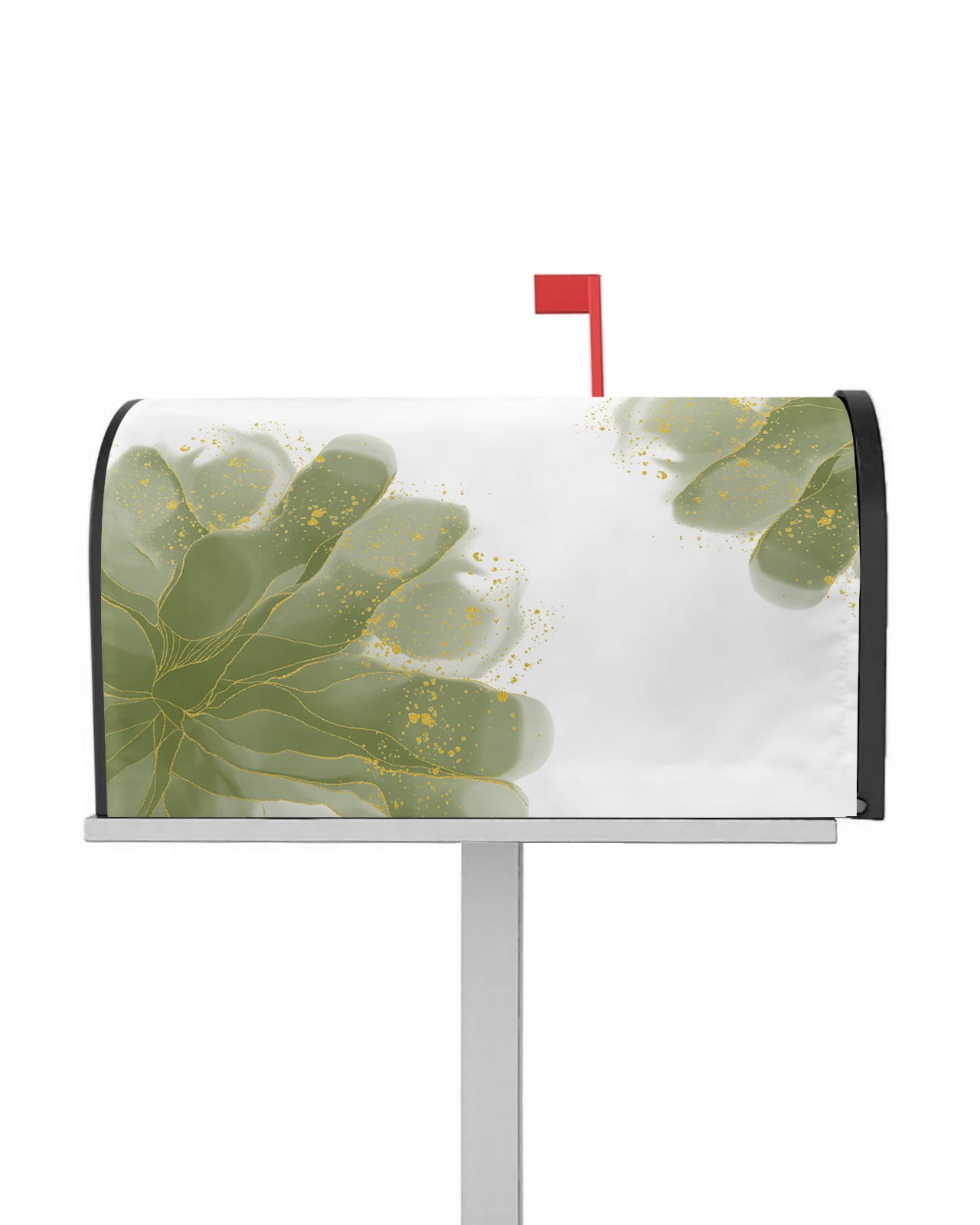 Mailbox Cover Magnetic Sage Green Golden Ombre Flowers Watercolor ...