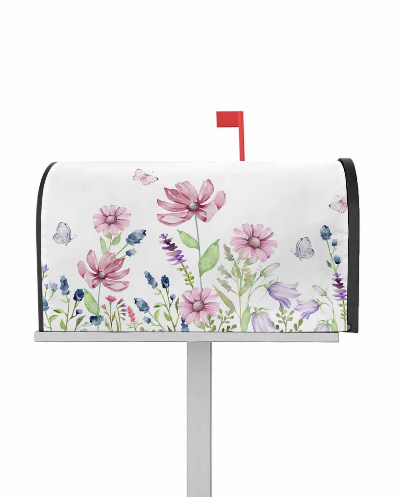 Mailbox Cover Magnetic Spring Summer Pink Flowers Butterfly Floral ...