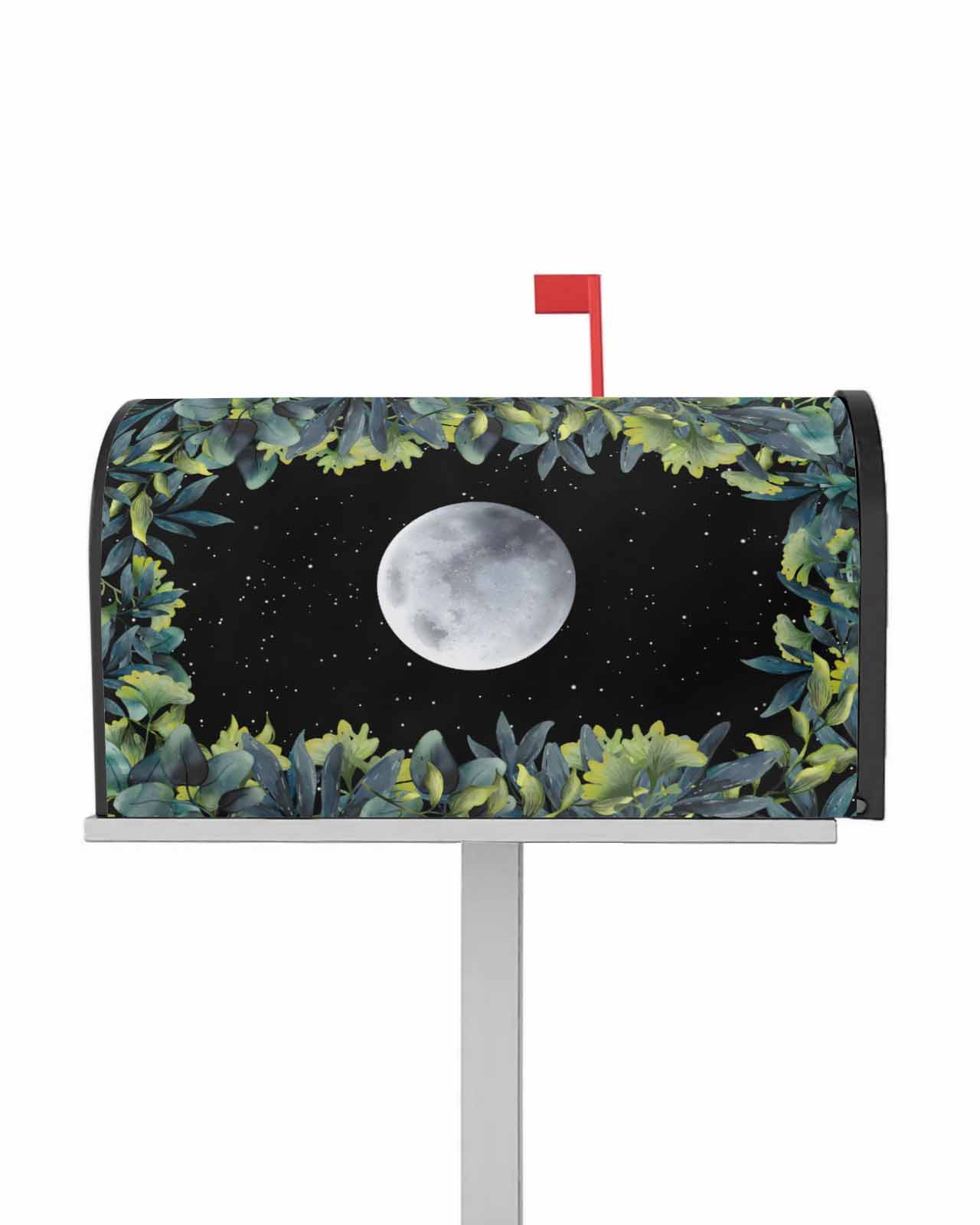 Mailbox Cover Magnetic Summer Black Plants Flowers Starry Sky Stars and ...