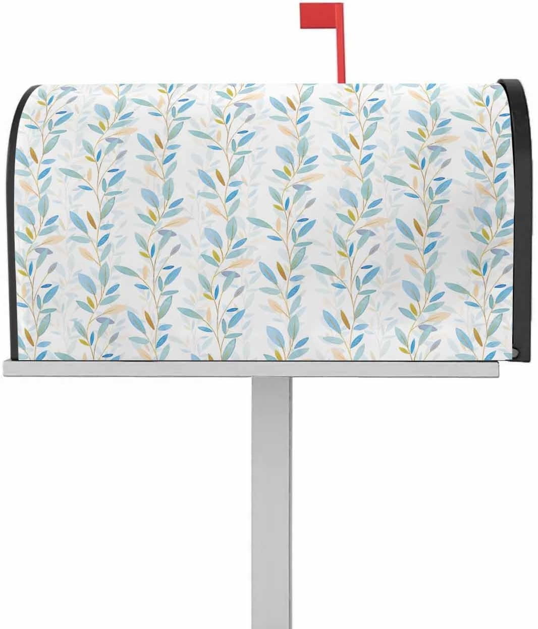 Mailbox Cover Magnetic Mailbox Wraps, Abstract Plant Leaves Lines ...