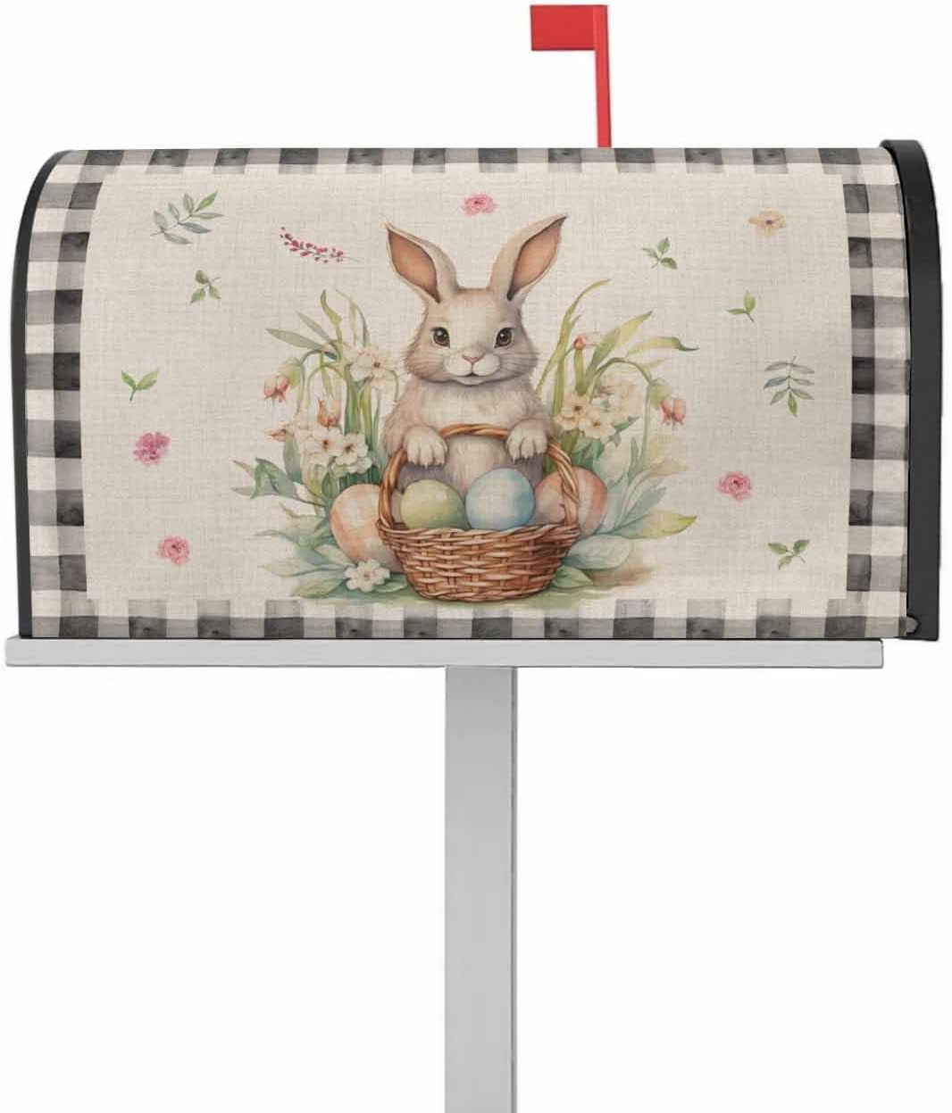 Mailbox Cover Magnetic Mailbox Wraps, Easter Bunny Colorful Eggs ...