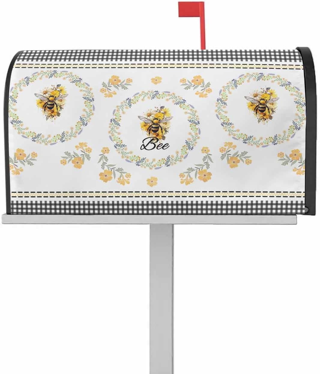 Mailbox Cover Magnetic Mailbox Wraps, Summer Watercolor Yellow Bee with ...