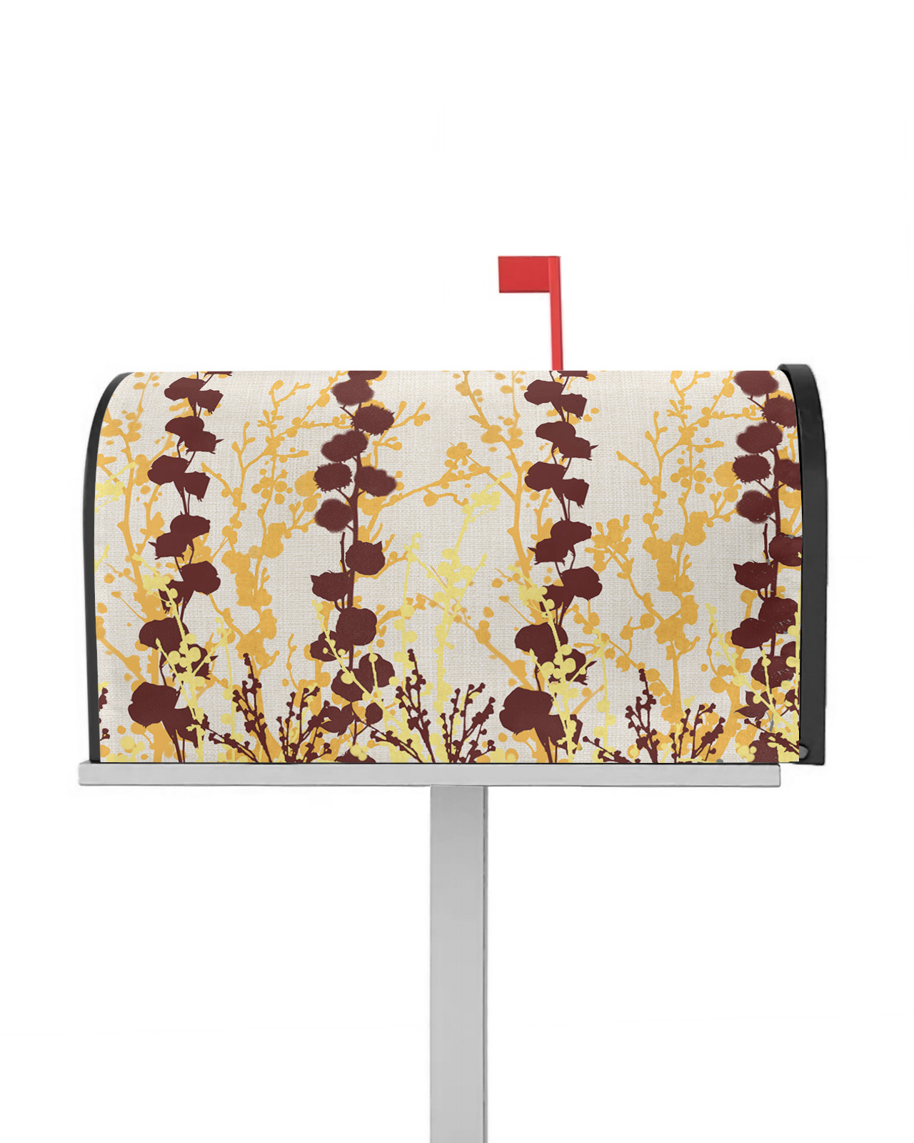 Mailbox Cover Magnetic Yellow and Browen Abstract Plant Branches Linen ...