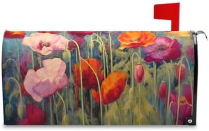 Mailbox Cover Oil Painting Poppies Magnetic Mailbox Cover Mailwraps ...