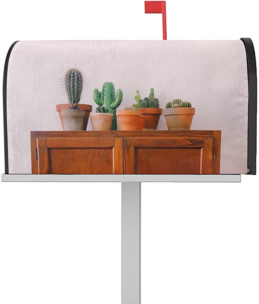 Mailbox Cover Summer Cactus Brown Wooden Cabinet Pink Wall Mailbox ...