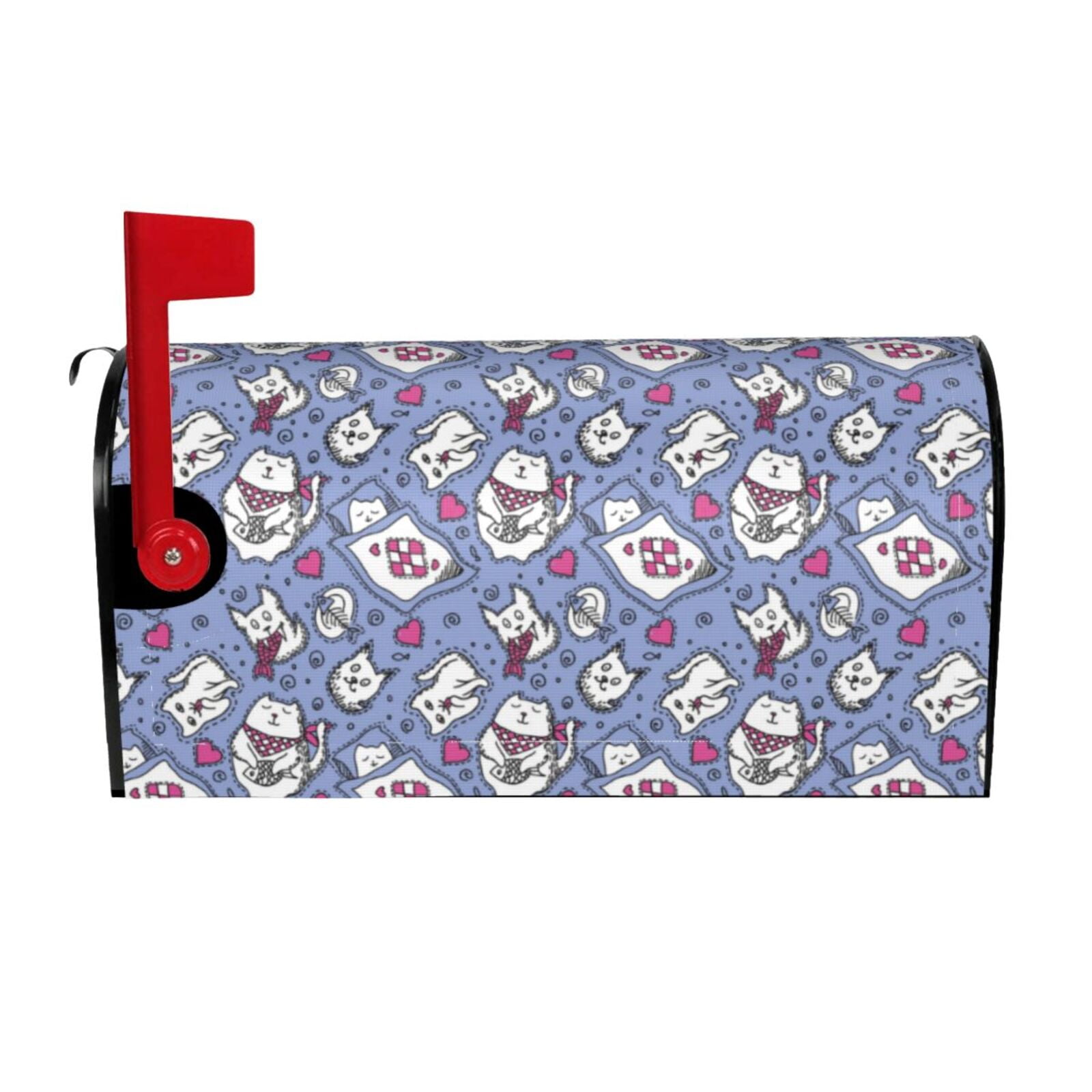 Mailbox Covers, Abstract Hand Drawn Cartoon Cat Fish Welcome Cute ...