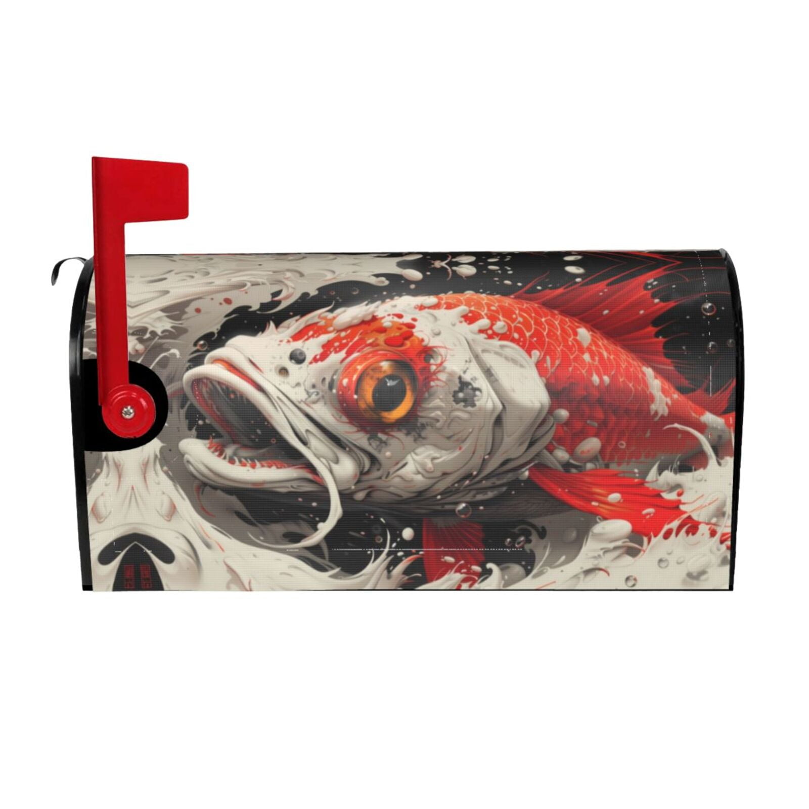 Mailbox Covers, Abstract Red Koi Fish Art Welcome Cute Mailbox Cover ...