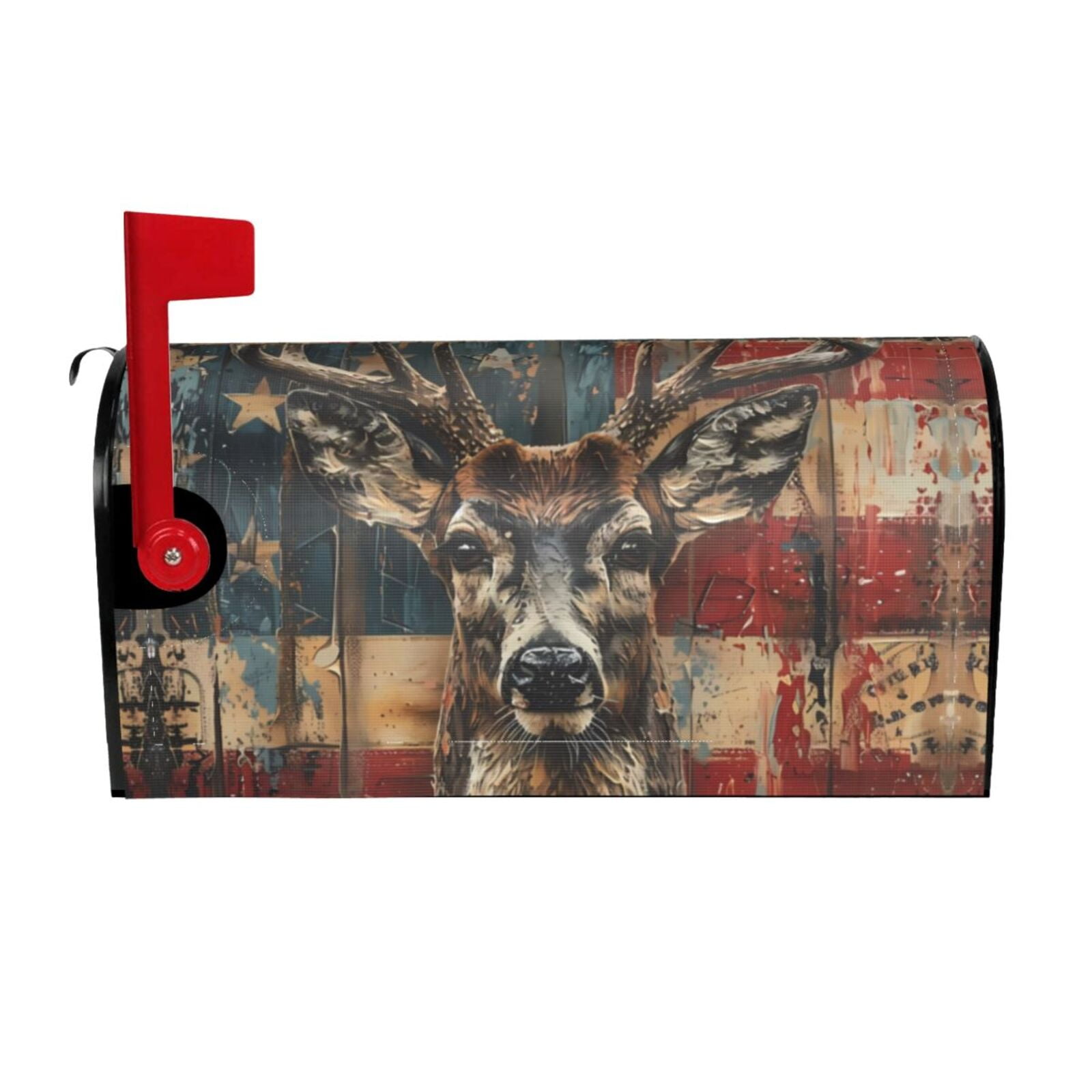 Mailbox Covers, American Flag Deer Art Welcome Cute Mailbox Cover ...