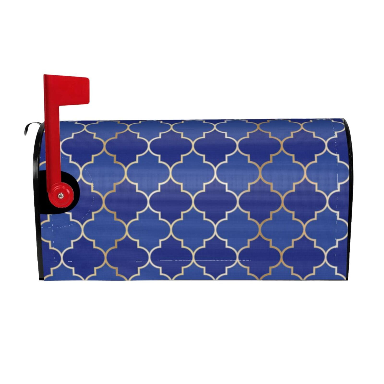Mailbox Covers, Blue Gold Grid Lantern Shapes Welcome Cute Mailbox ...