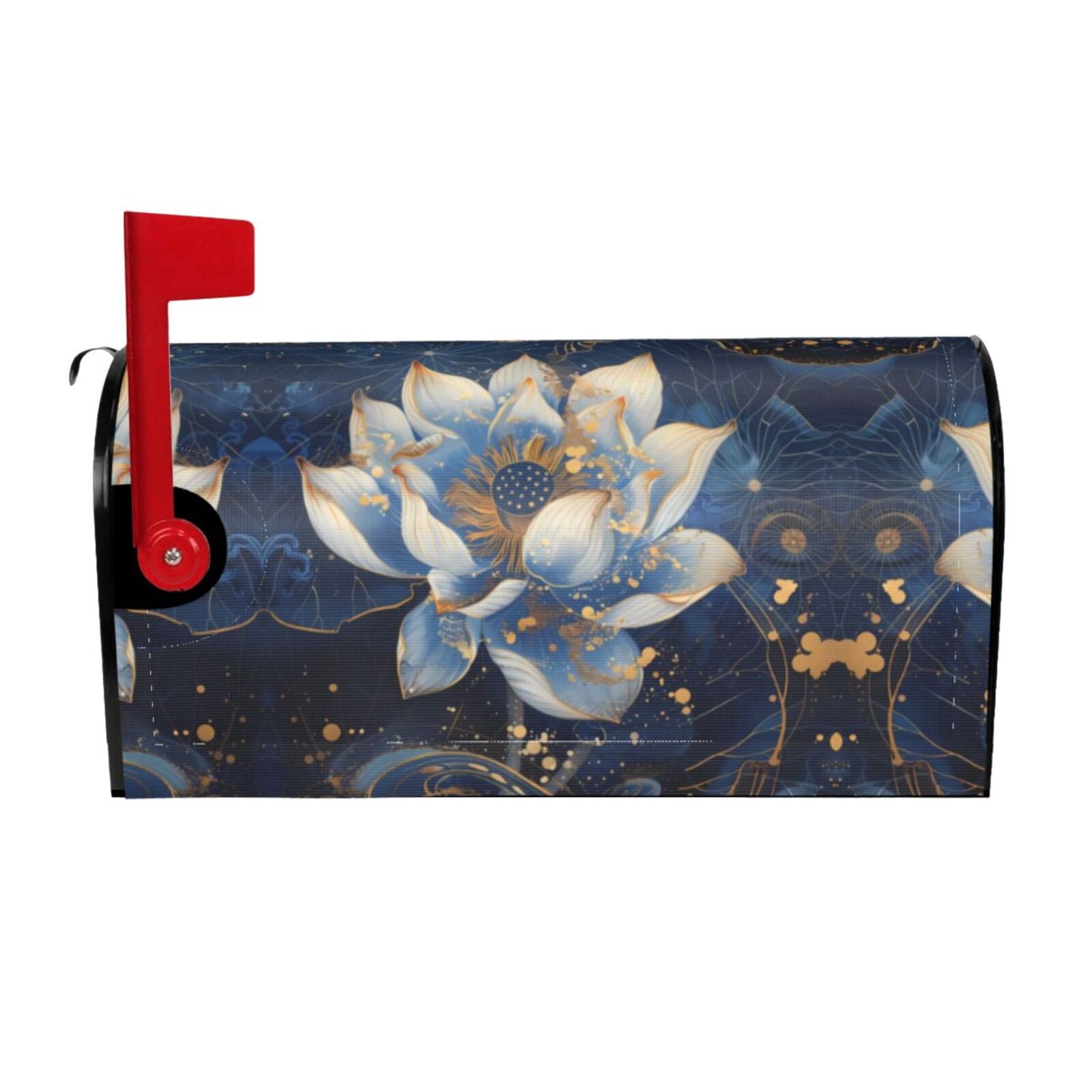 Mailbox Covers, Blue Golden Dream Lotus Welcome Cute Mailbox Cover ...