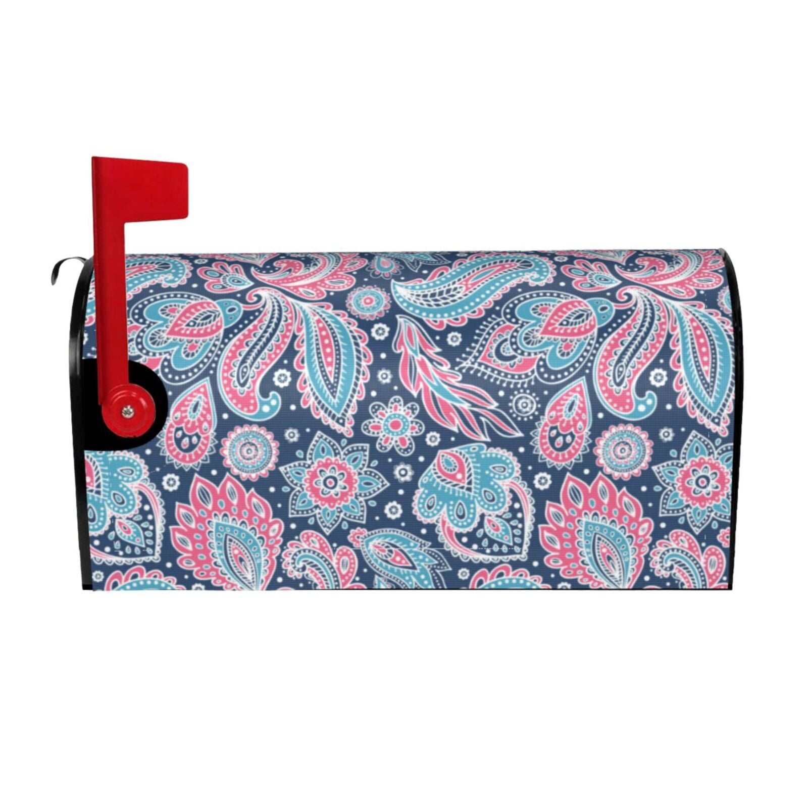Mailbox Covers, Blue Pink Paisley Welcome Mailbox Cover Magnetic Extra ...