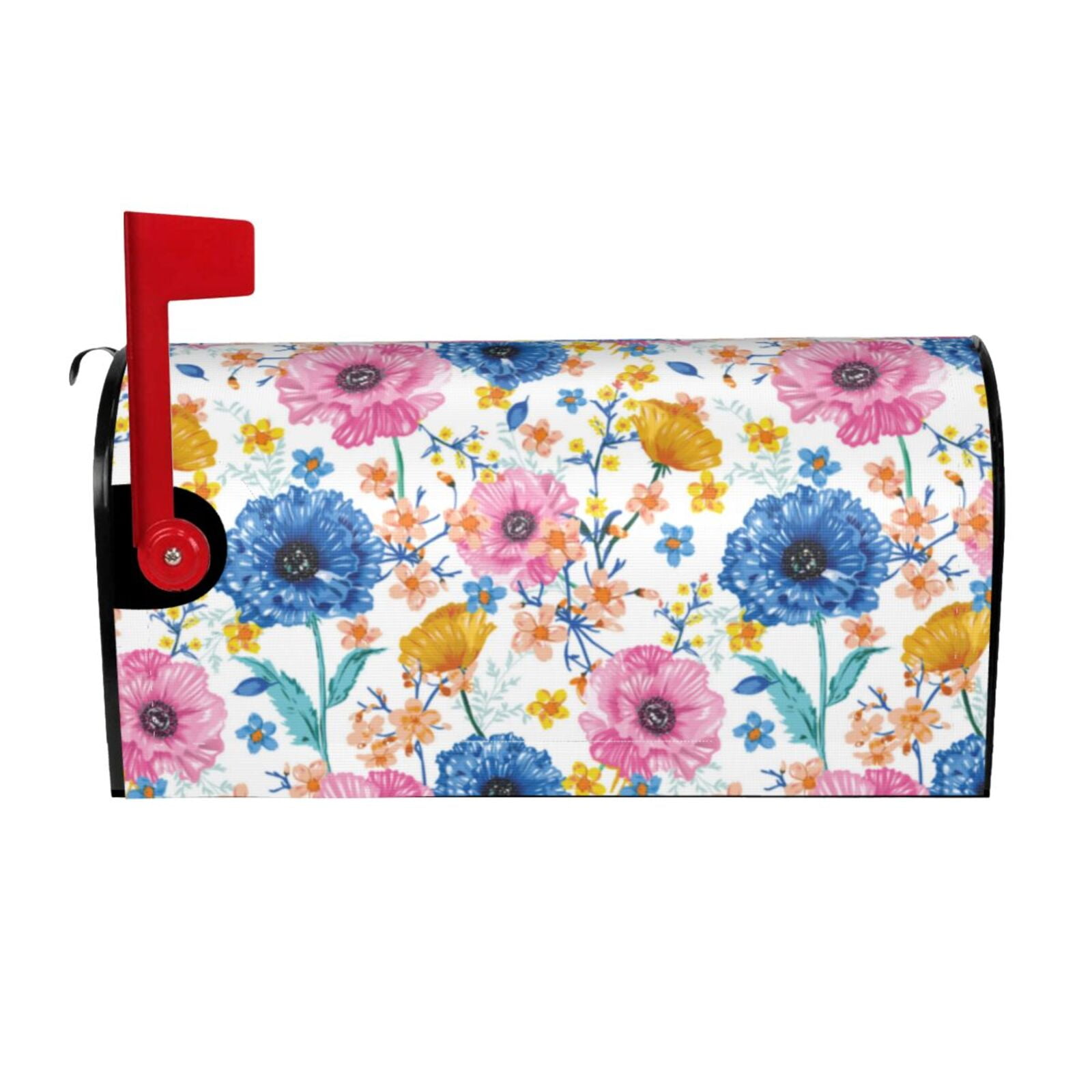 Mailbox Covers, Blue Pink Yellow Rose Flowers Welcome Cute Mailbox ...