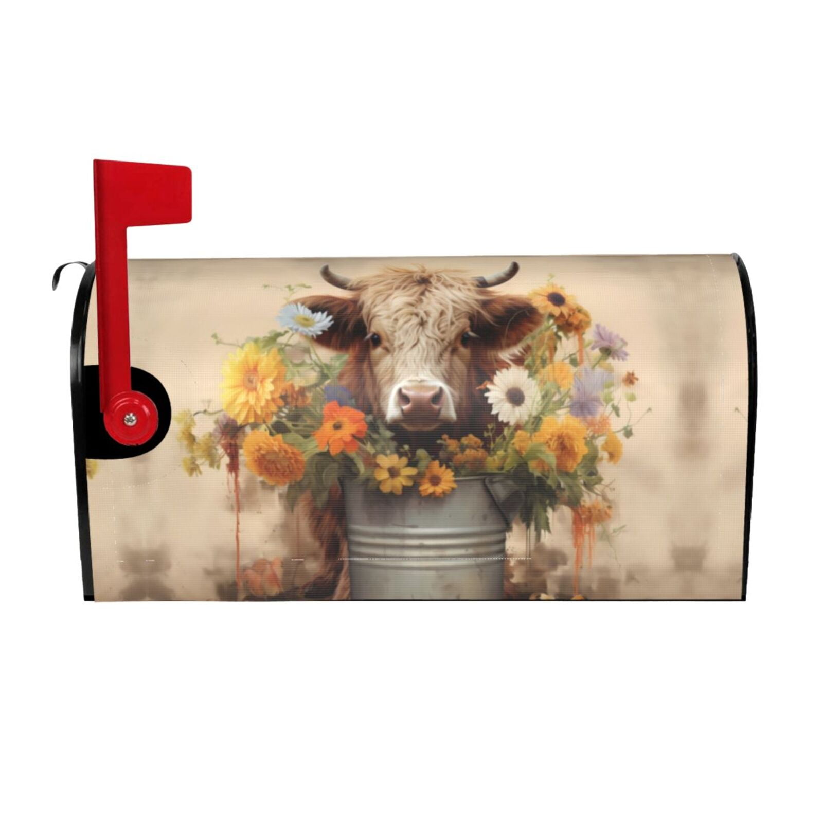 Mailbox Covers Bucket Flower Cow Waterproof mail Box Covers, Magnetic ...