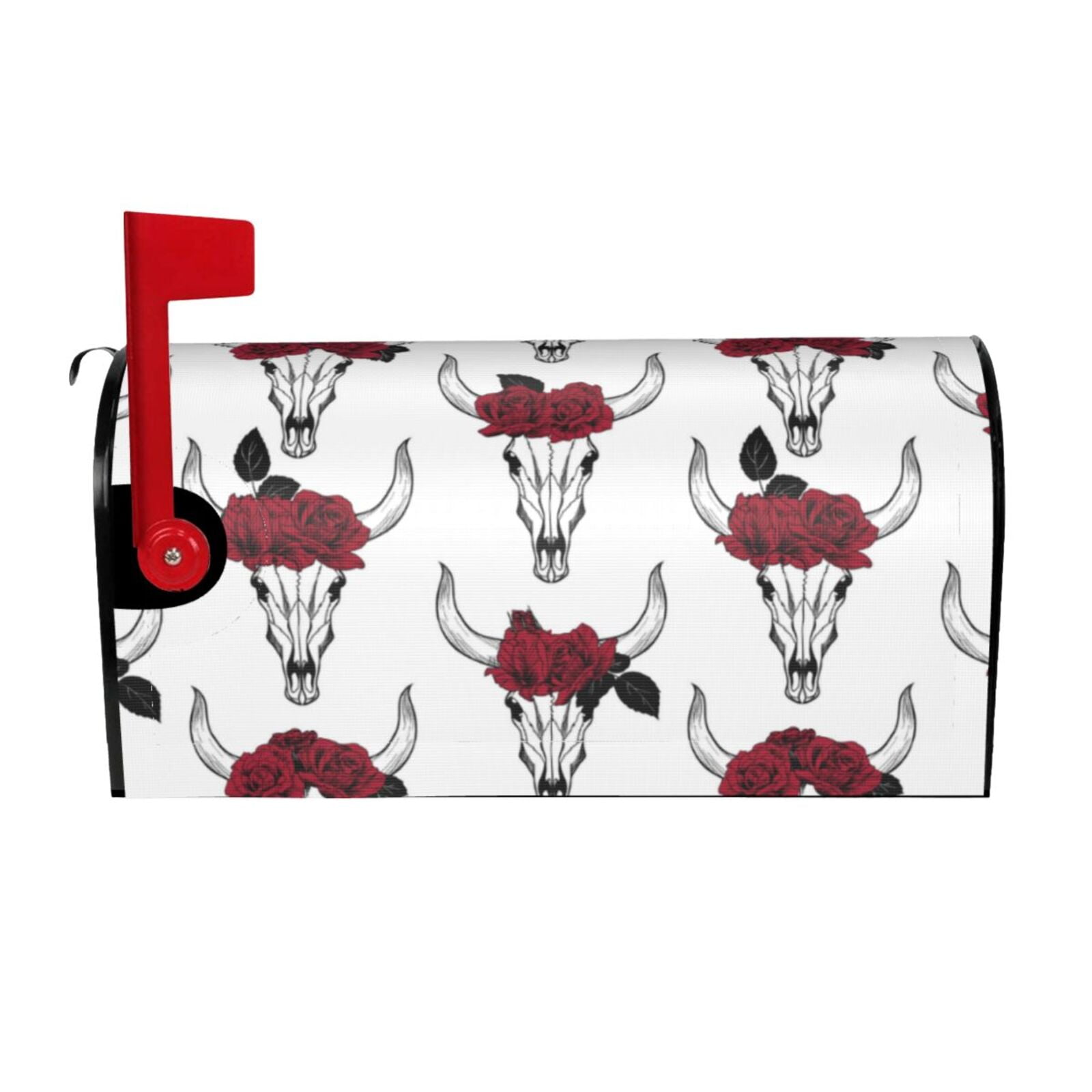 Mailbox Covers, Bull skull rose white cool Welcome Cute Mailbox Cover ...