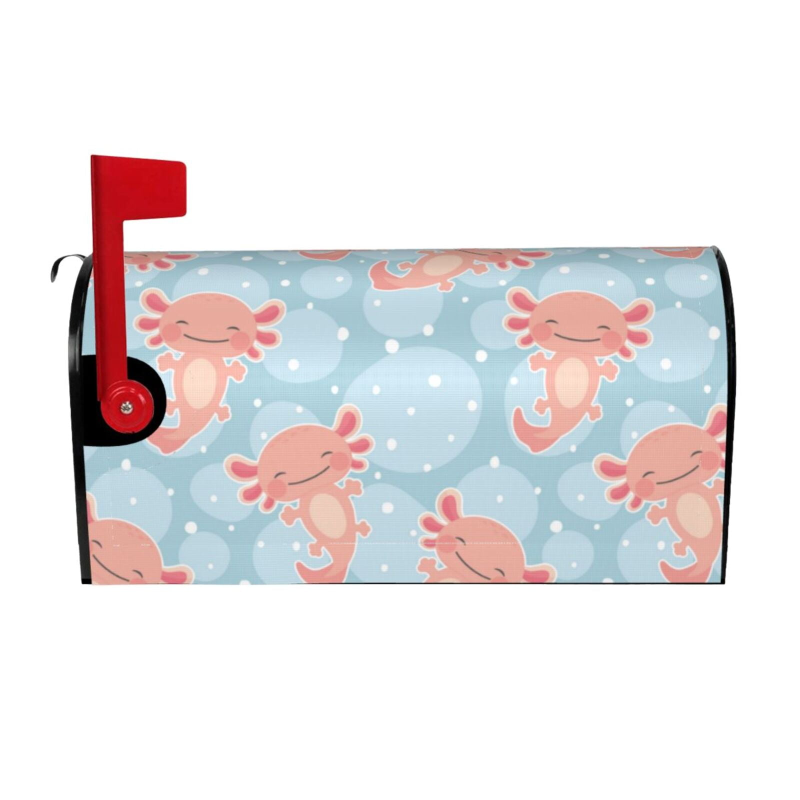 Mailbox Covers, Cartoon Cute Axolotl Blue Welcome Mailbox Cover ...