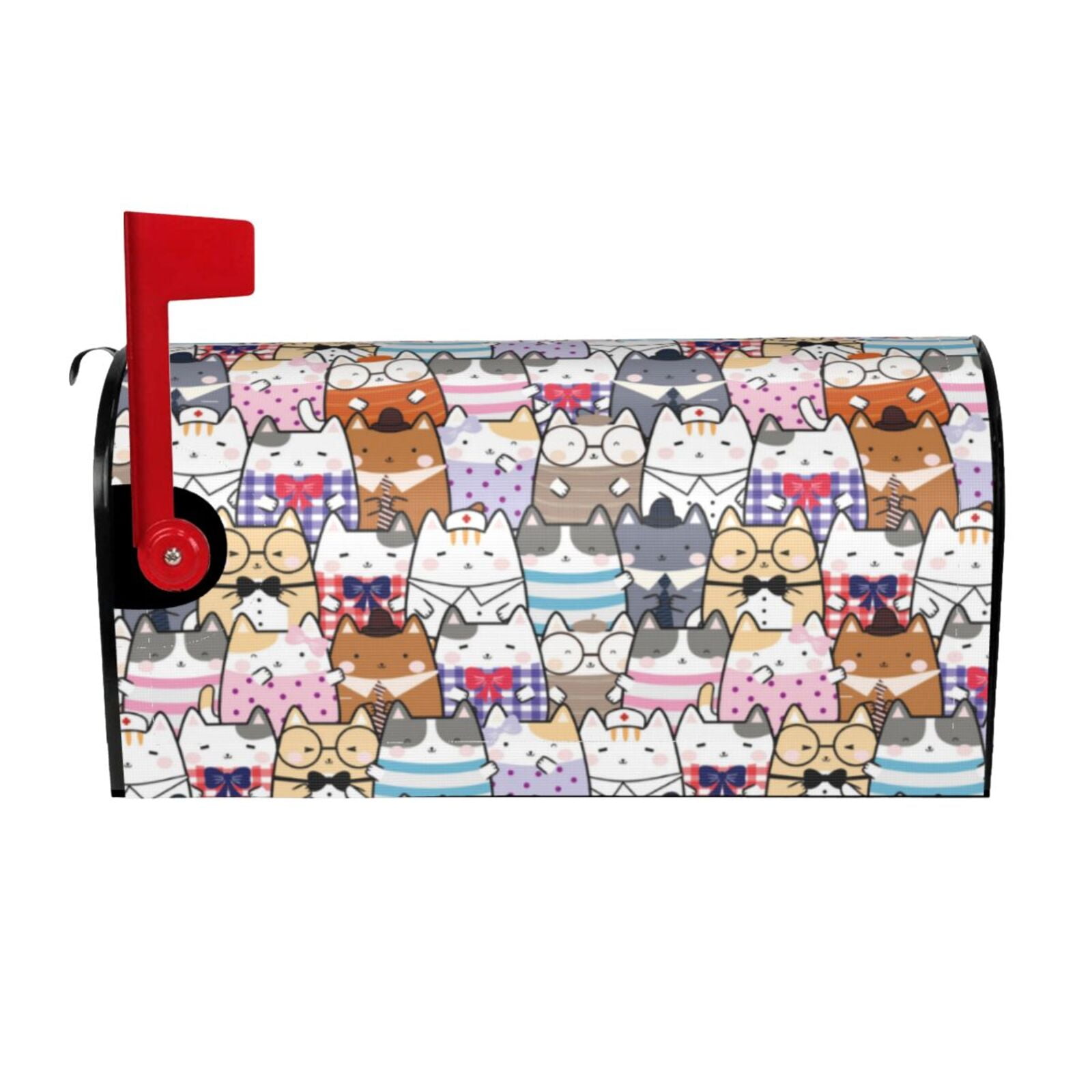 Mailbox Covers, Cartoon Cute Cat With Glasses Welcome Mailbox Cover ...