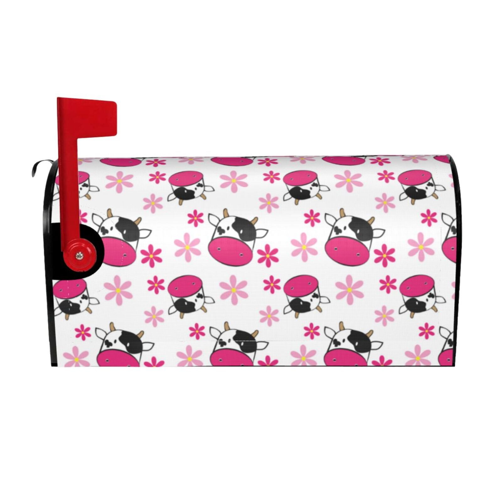 Mailbox Covers, Cartoon Cute Cow Flower White Mailbox Cover Magnetic ...