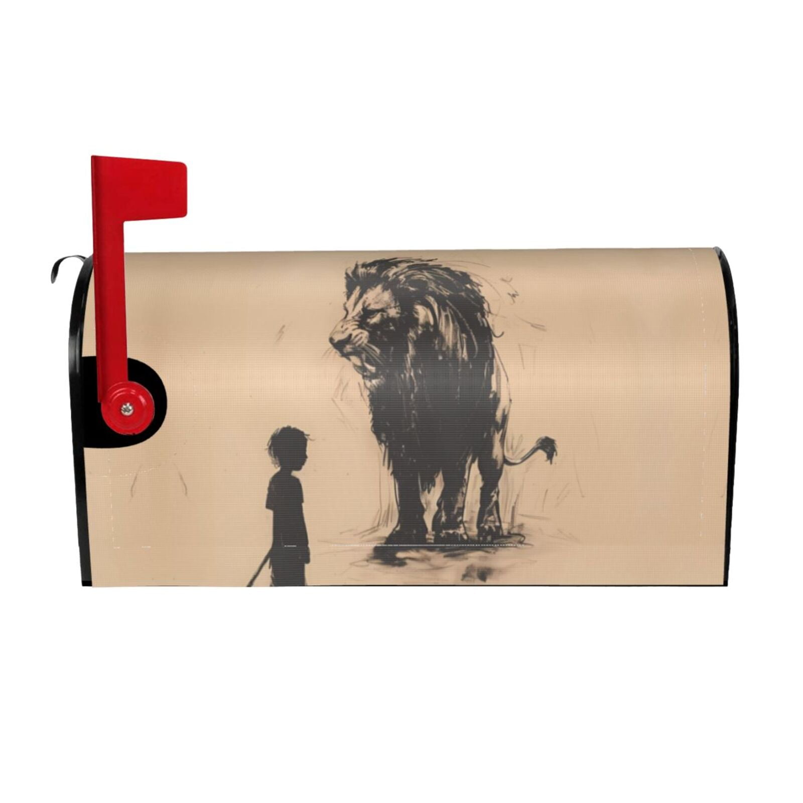 Mailbox Covers Child And Lion Sketch Waterproof mail Box Covers ...