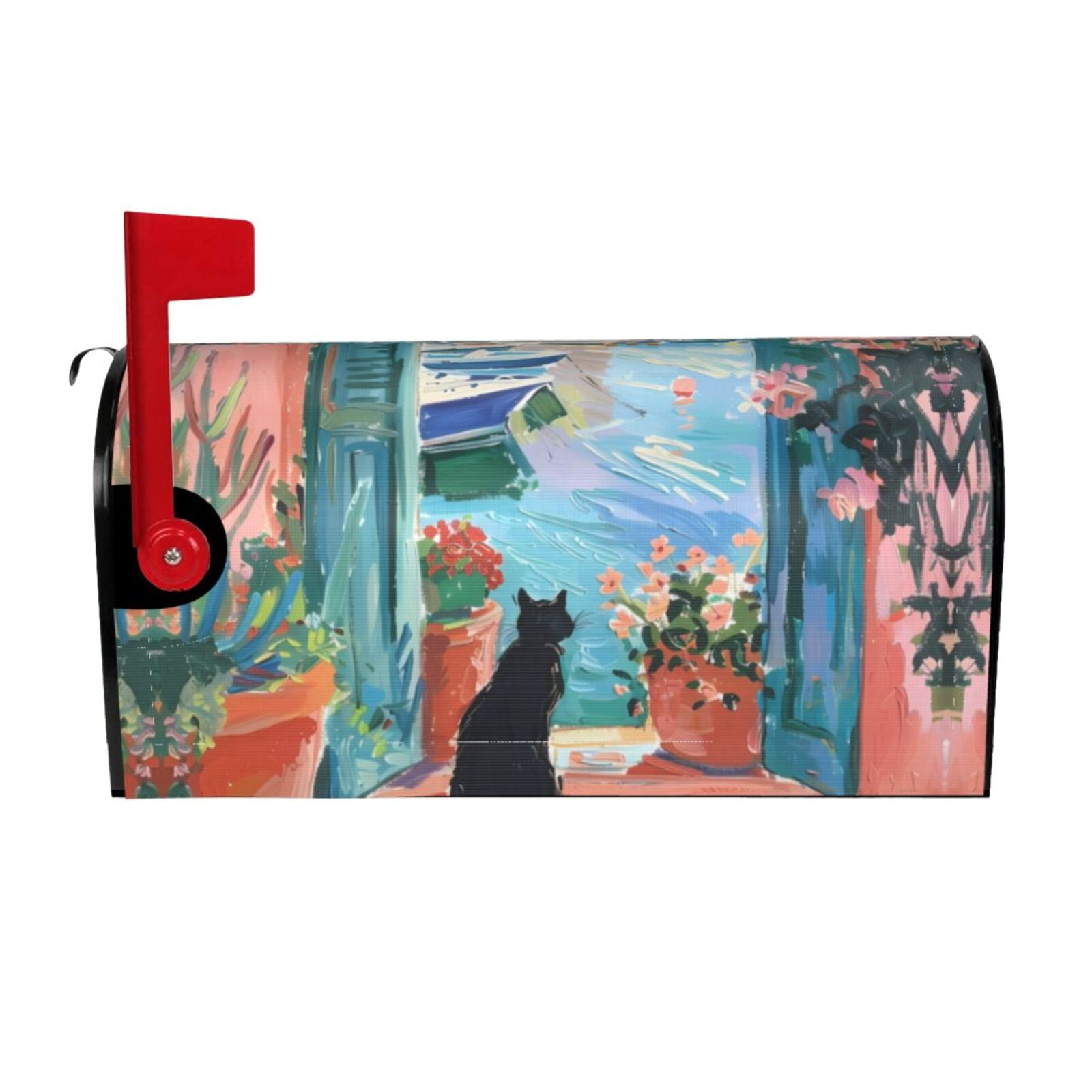 Mailbox Covers, Coastal Cat By The Window Welcome Cute Mailbox Cover ...