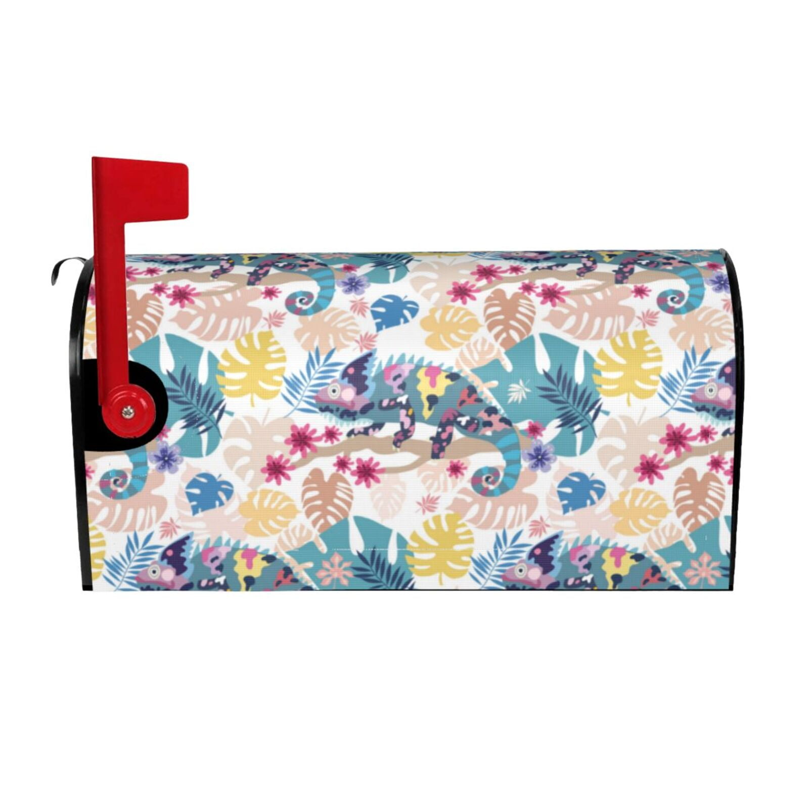 Mailbox Covers, Colorful Chameleon Lizard Monstera Welcome Cute Mailbox ...
