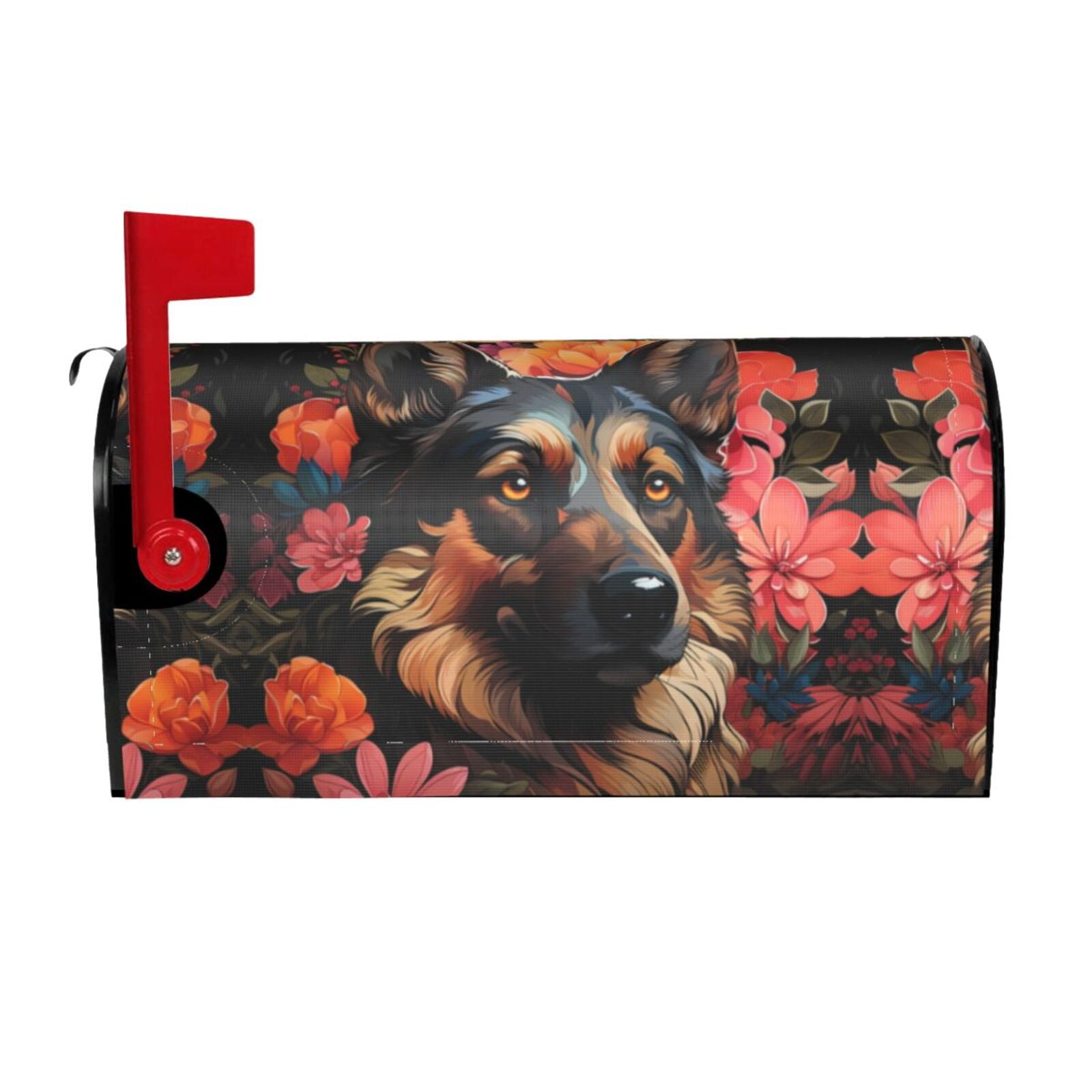 Mailbox Covers Colorful Flower German Shepherd Waterproof mail Box ...
