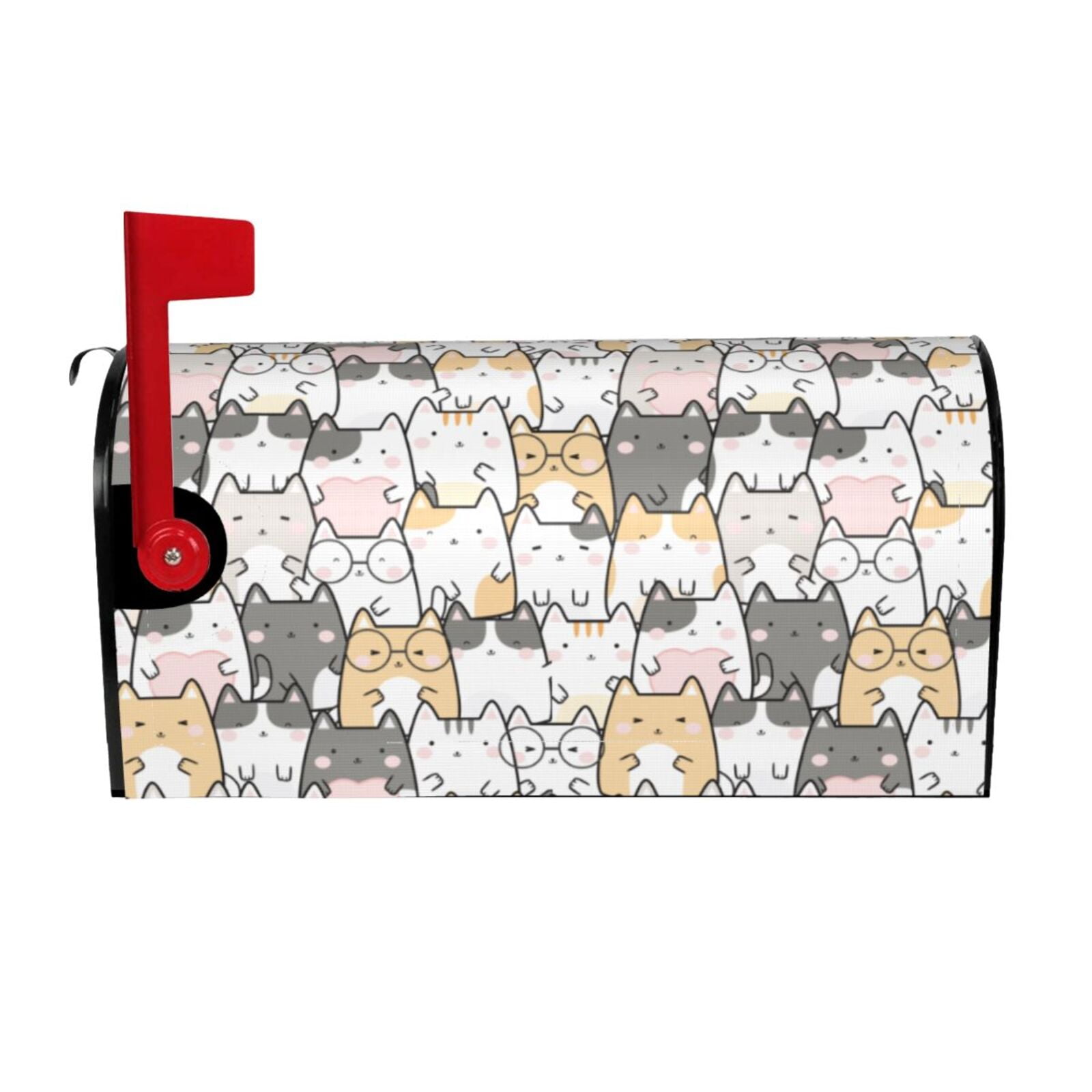 Mailbox Covers, Comic Style Color Line Cartoon Cat Welcome Cute Mailbox ...