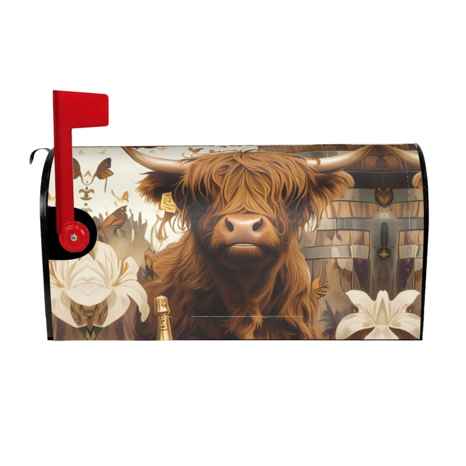 Mailbox Covers, Cow With Butterflies Lilies Mailbox Cover Magnetic ...