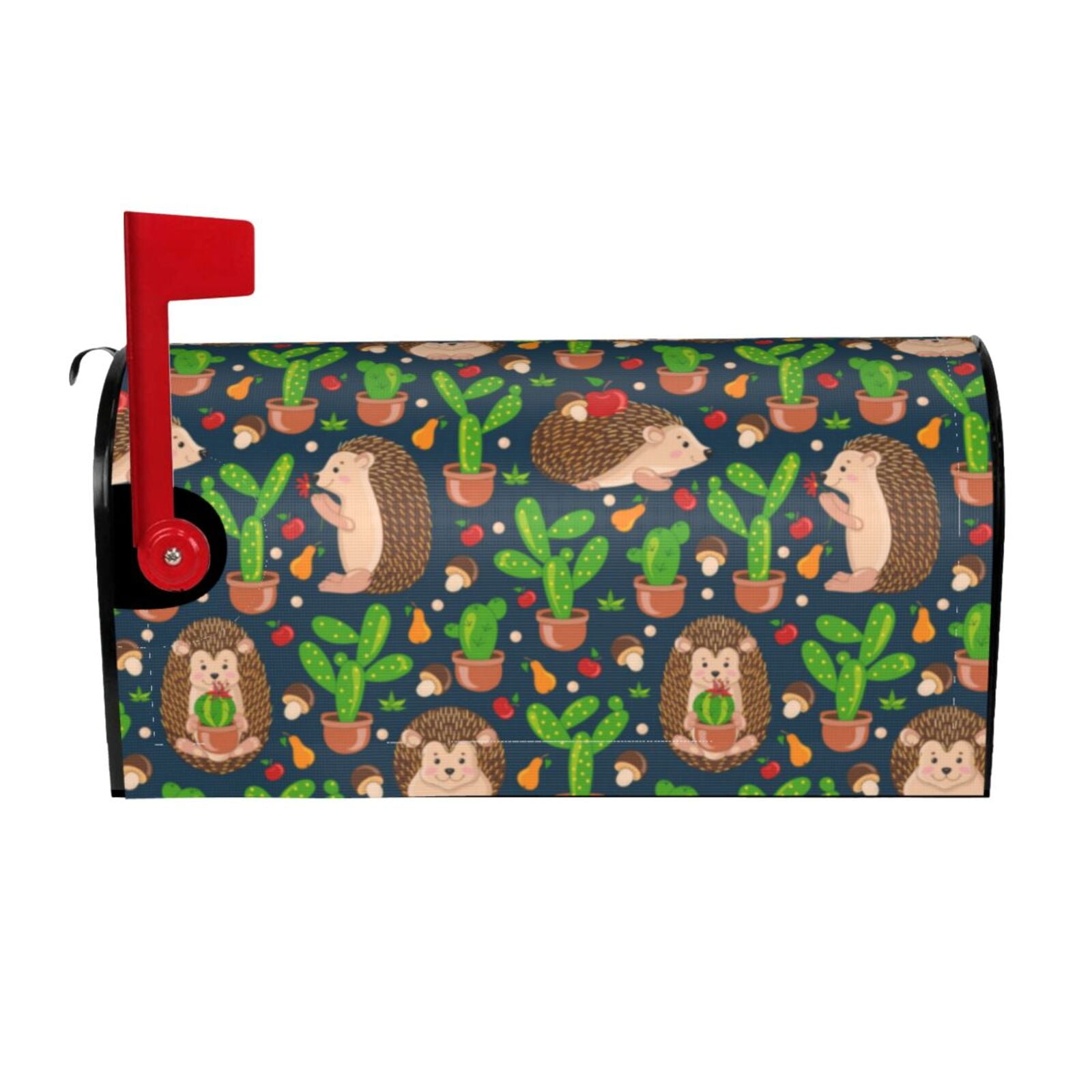 Mailbox Covers Cute Hedgehogs Cactus Blue Waterproof mail Box Covers ...
