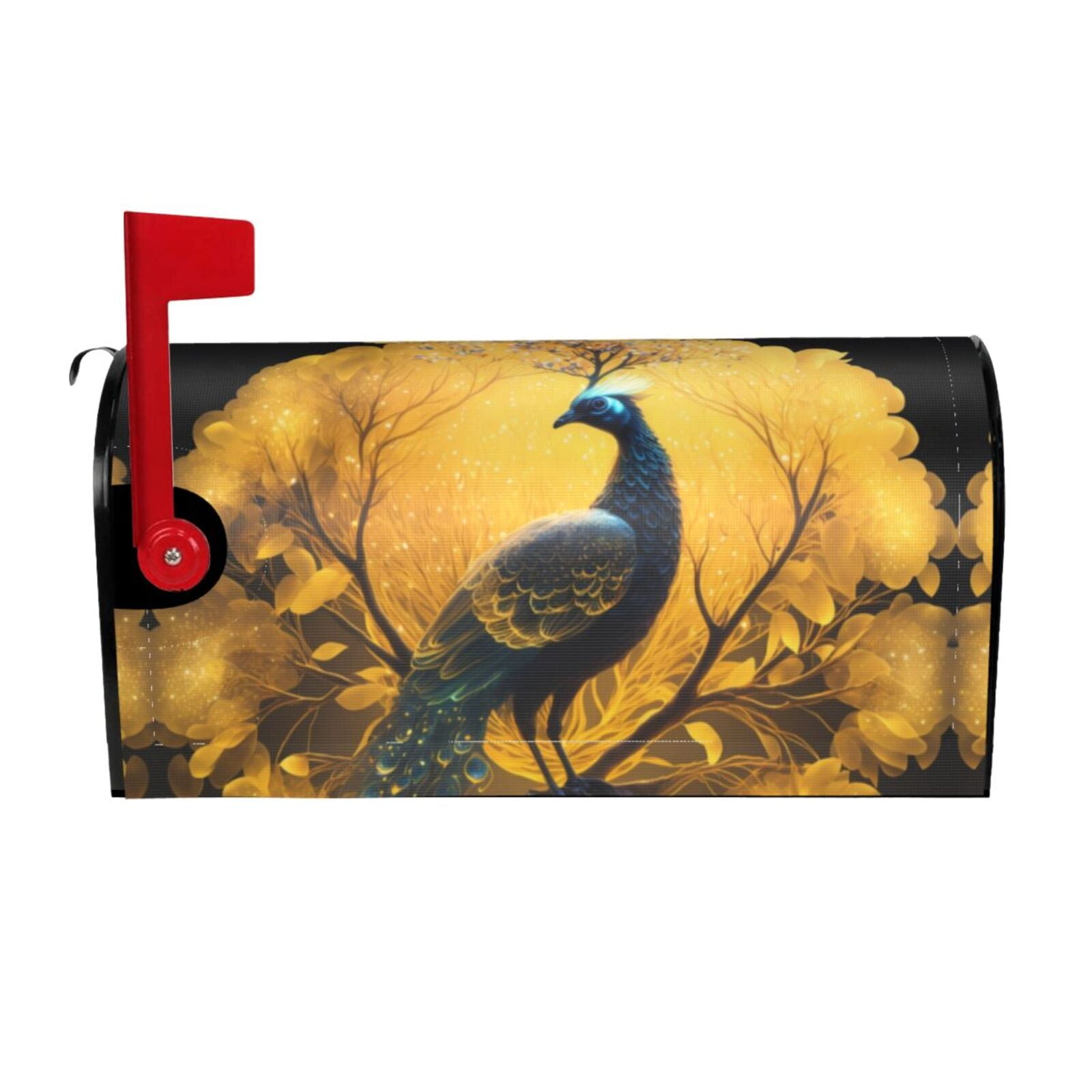 Mailbox Covers, Elegant Gold Leaf Peacock Welcome Cute Mailbox Cover ...