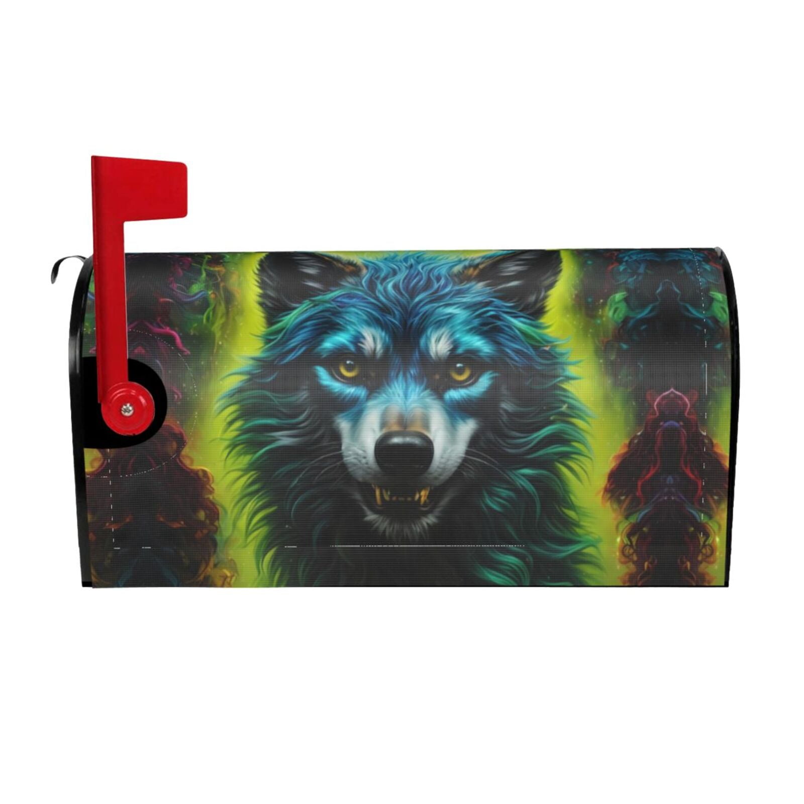 Mailbox Covers Fluorescent Wolf Waterproof mail Box Covers, Magnetic ...