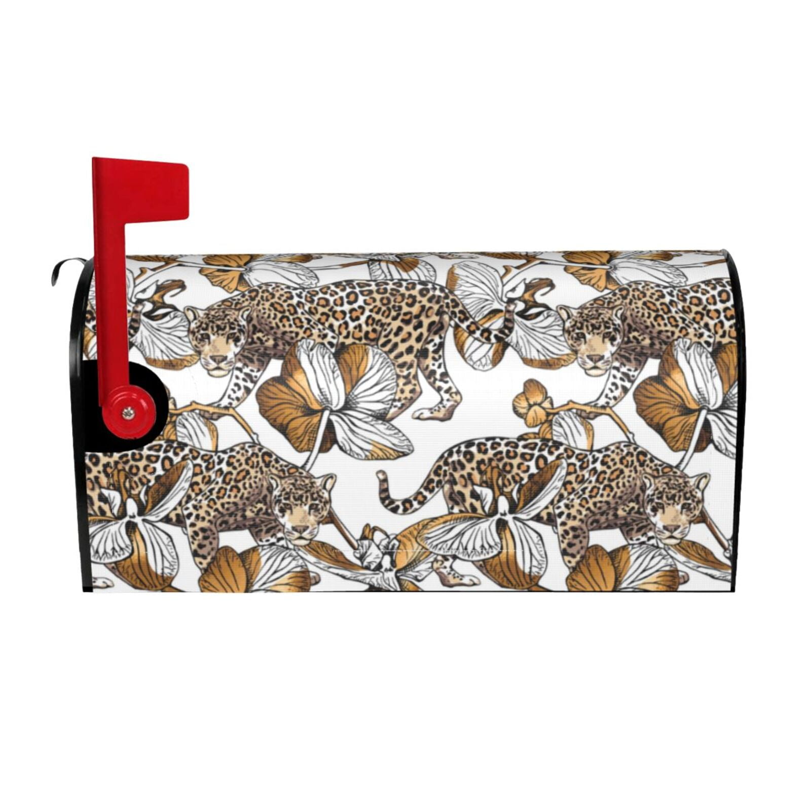 Mailbox Covers, Gold Orchid floral leopard Cute Welcome Mailbox Cover ...
