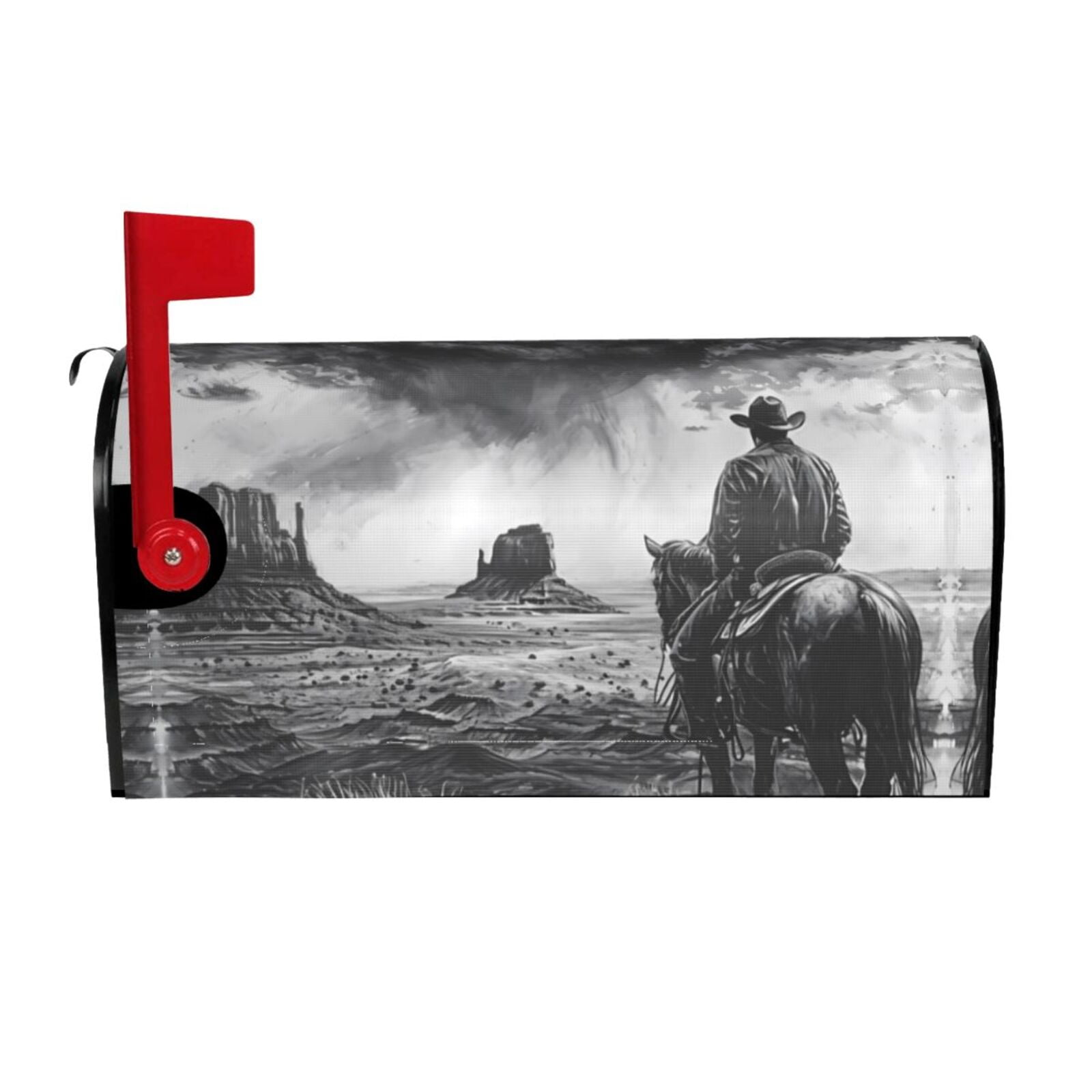 Mailbox Covers Magnetic Standard Size - 60s Black White Western Cowboy ...