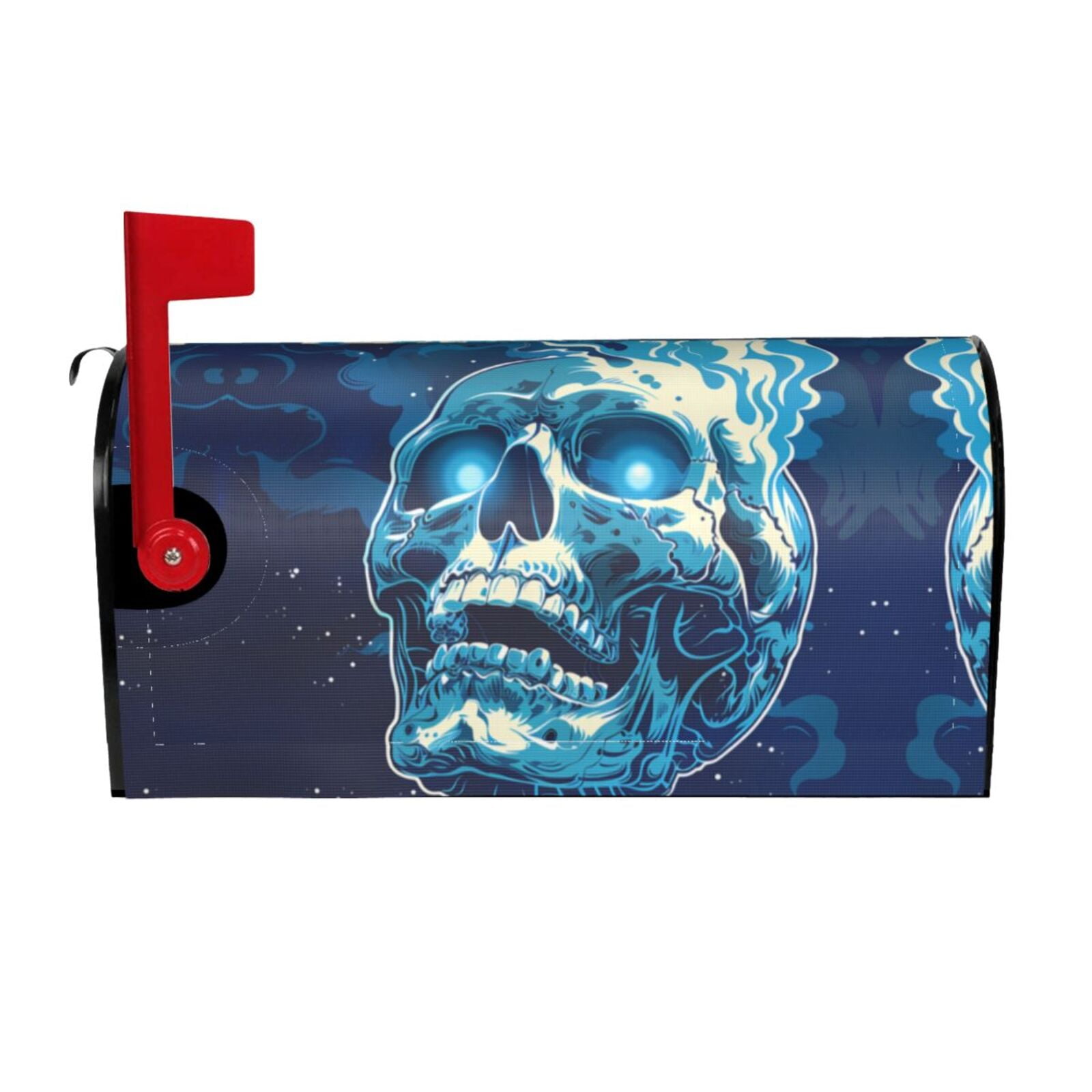 Mailbox Covers Magnetic Standard Size - Abstract Blue Skull Waterproof ...