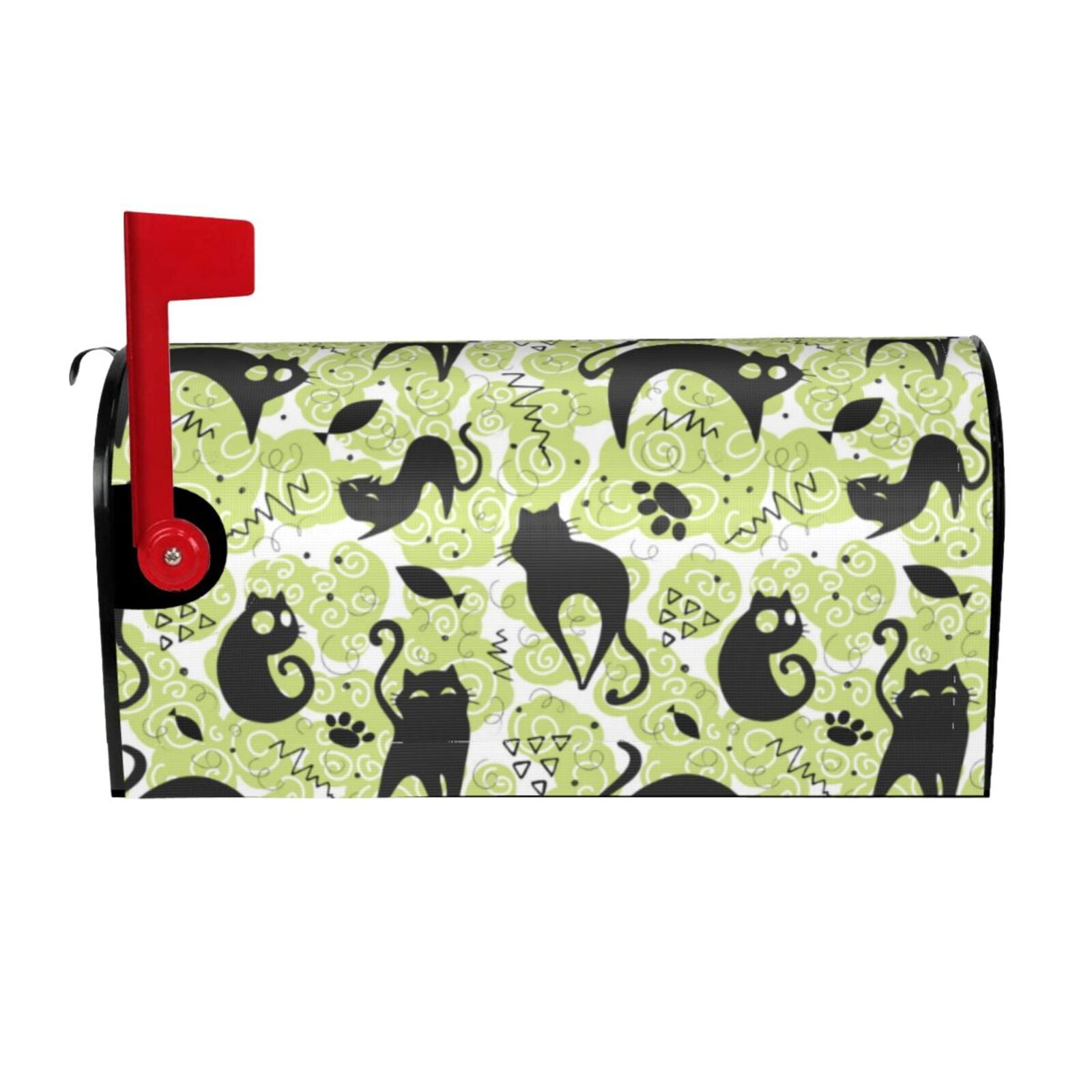 Mailbox Covers Magnetic Standard Size - Abstract Cute Cat Green ...