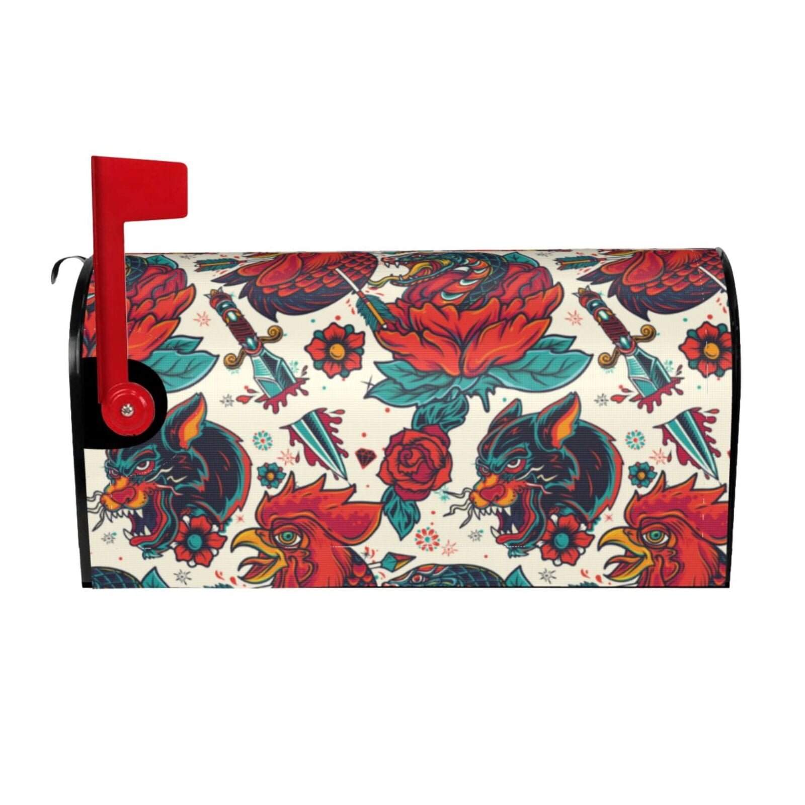 Mailbox Covers Magnetic Standard Size - AbstractChicken Snake Wolf Rose ...