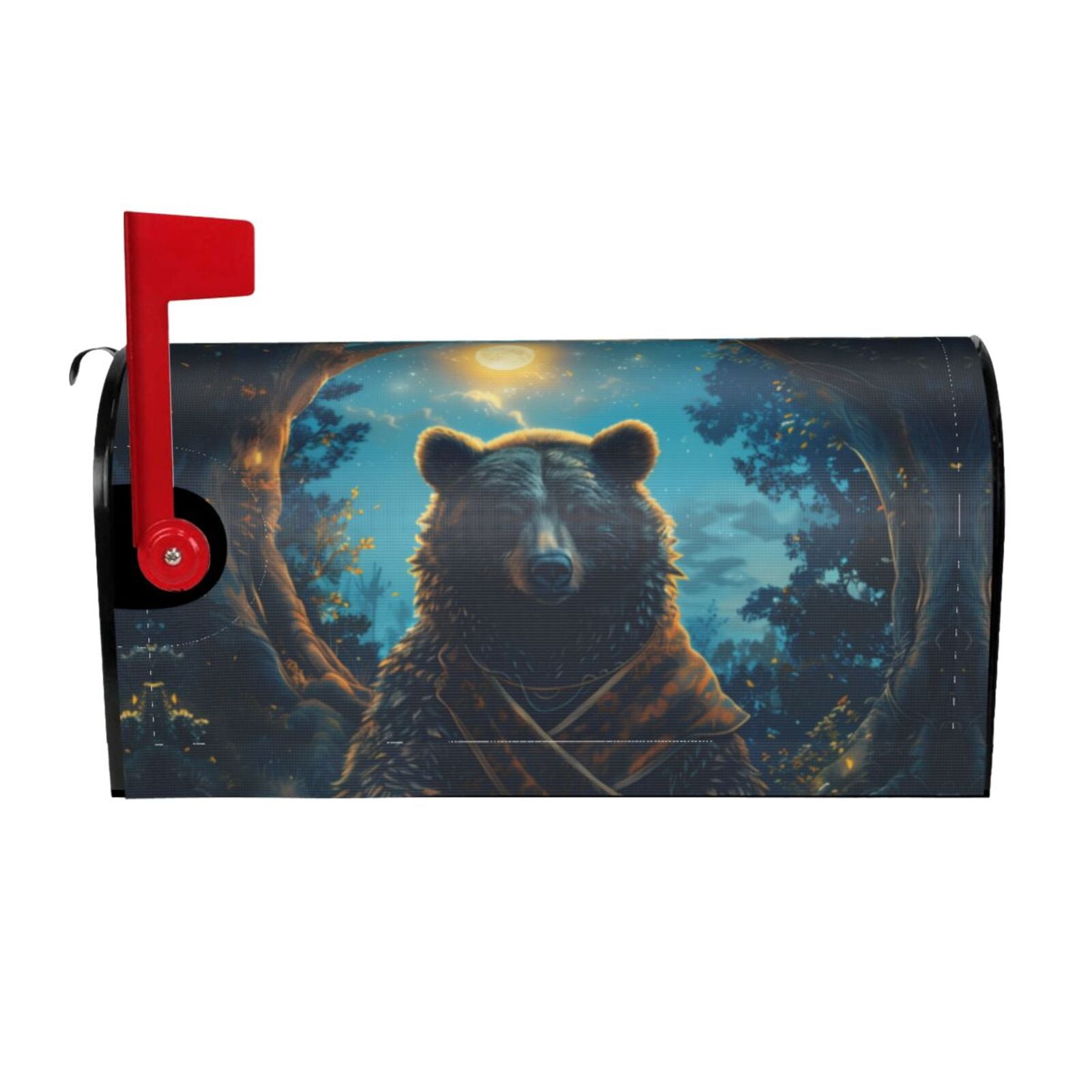 Mailbox Covers Magnetic Standard Size - Art Starry Sky Meditating Bear ...