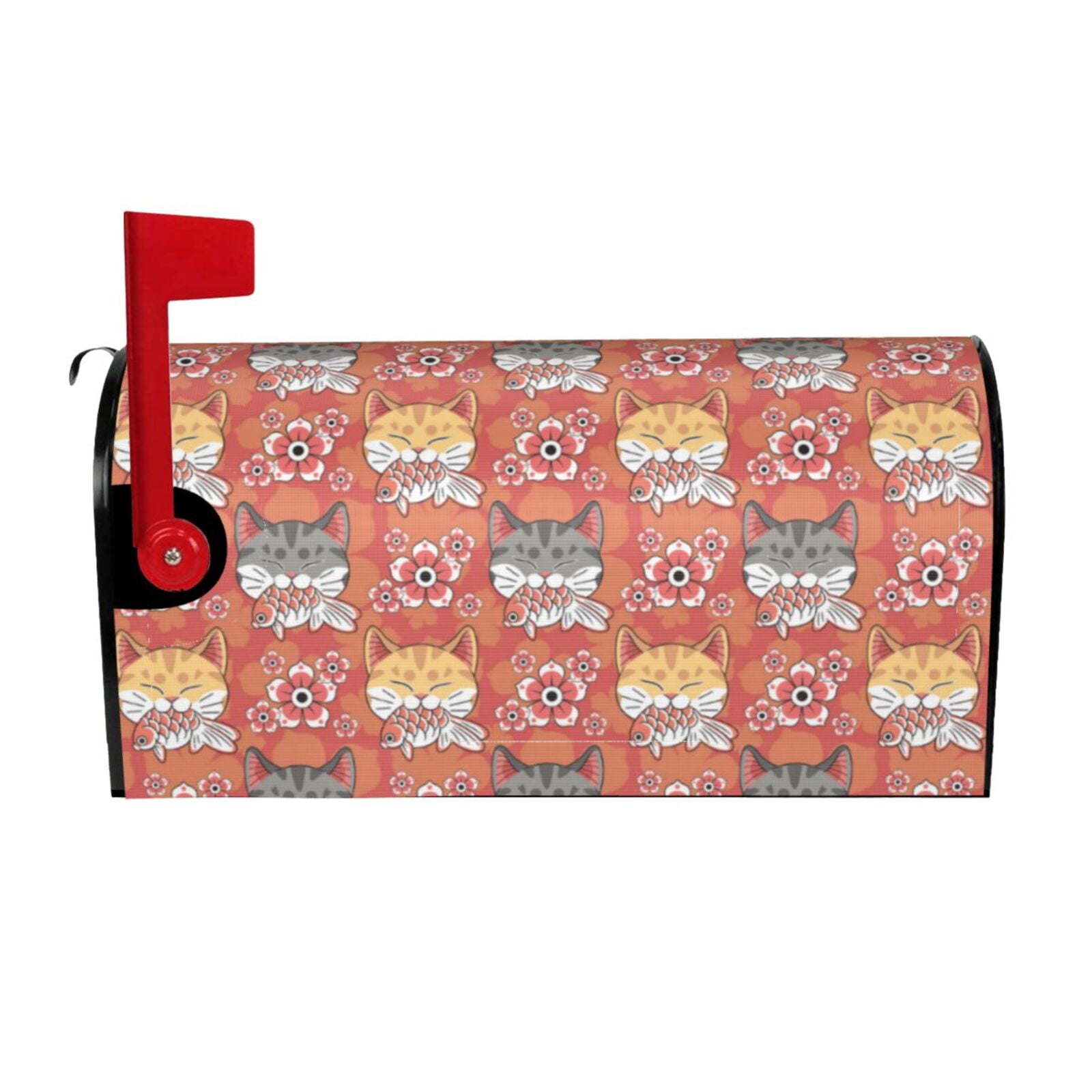 Mailbox Covers Magnetic Standard Size - Artistic Cute Cat Fish Flower ...
