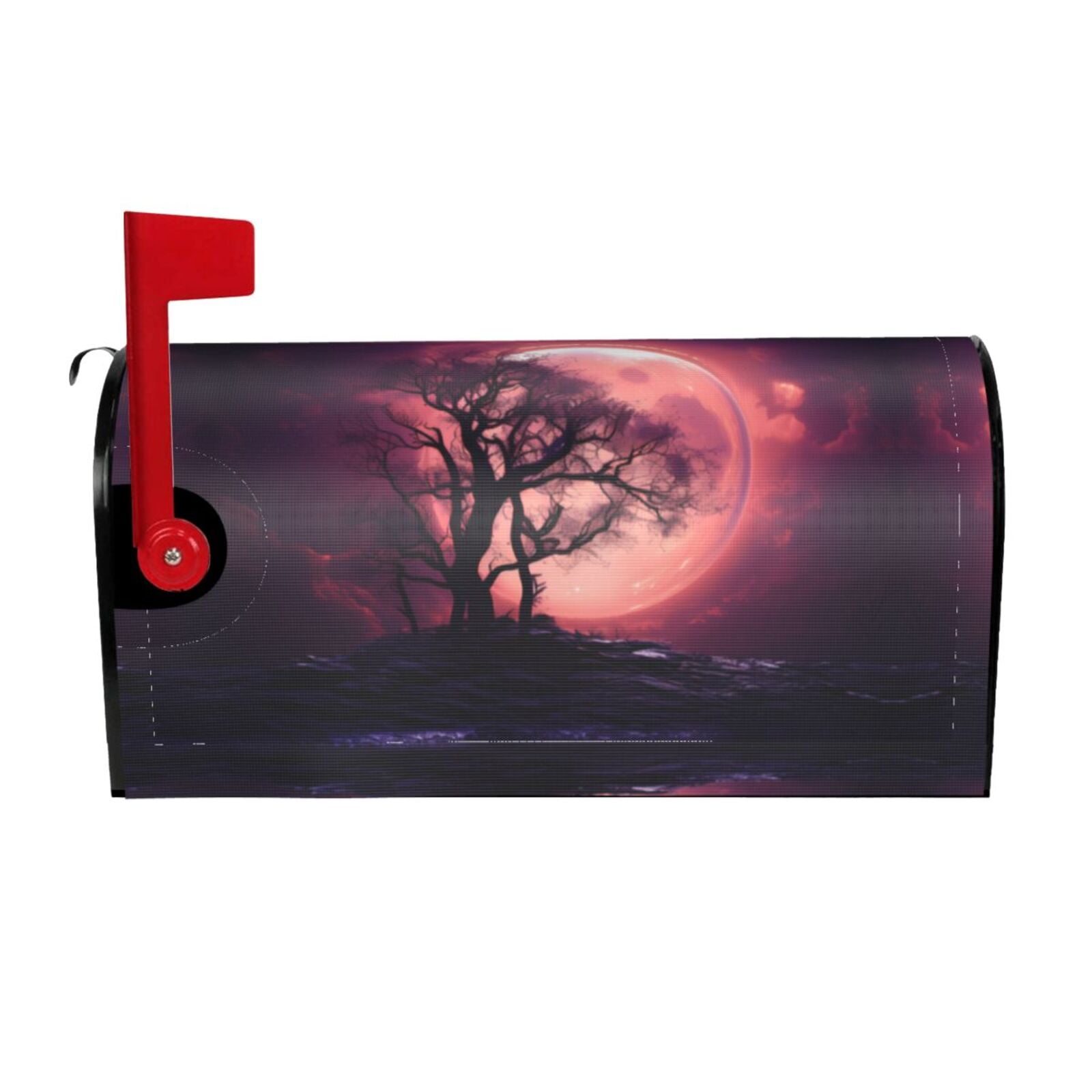 Mailbox Covers Magnetic Standard Size - Artistic Fiery Red Moon ...