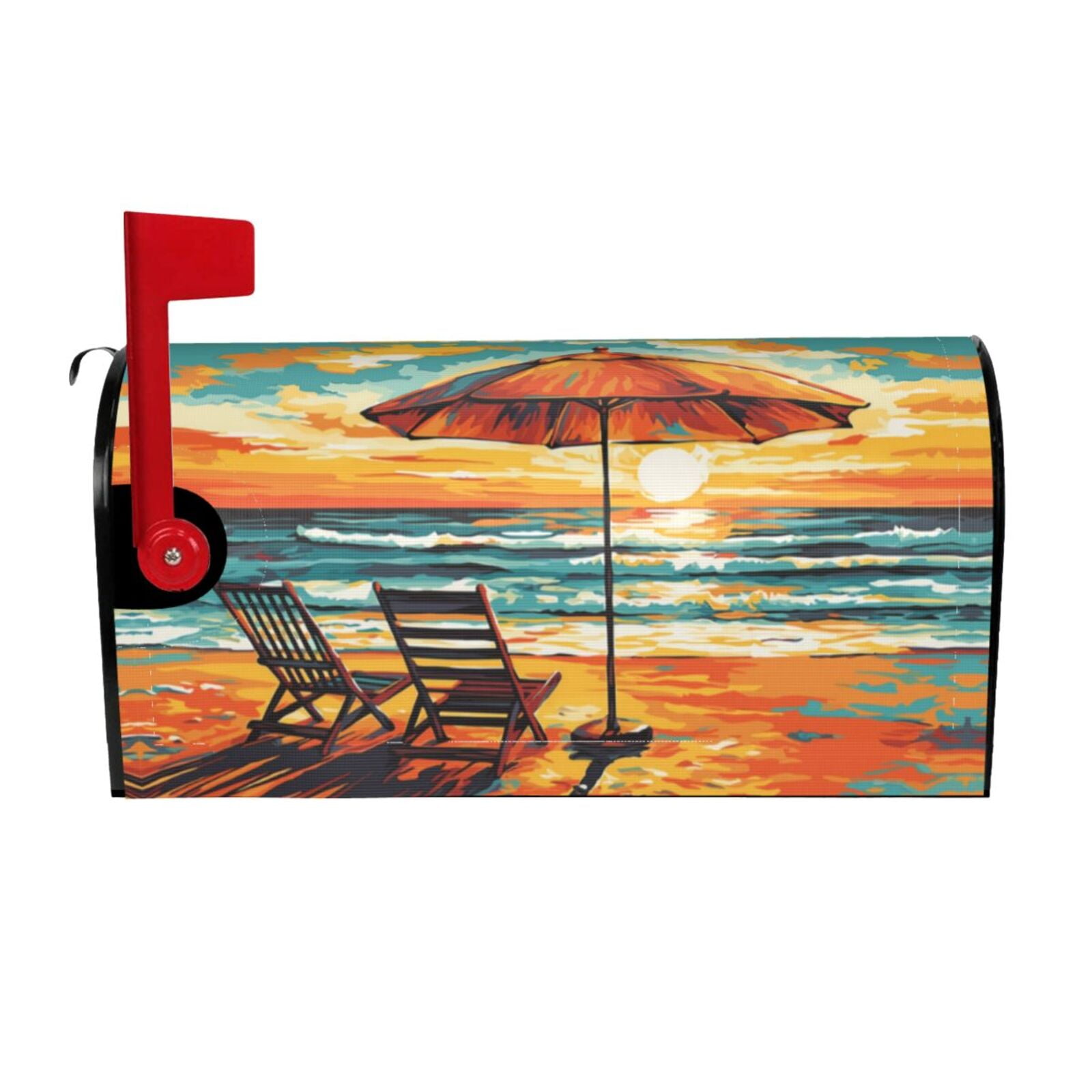 Mailbox Covers Magnetic Standard Size - Beach Umbrella Sunset ...