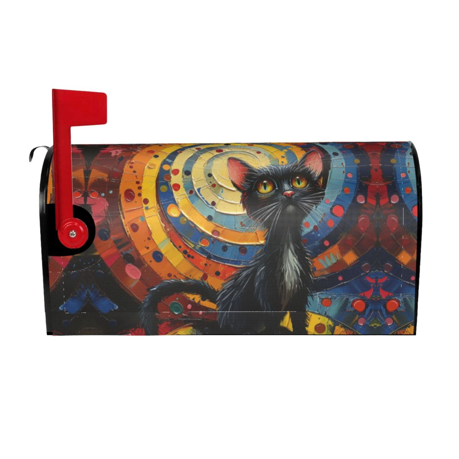 Mailbox Covers Magnetic Standard Size - Black Cat Psychedelic Art ...