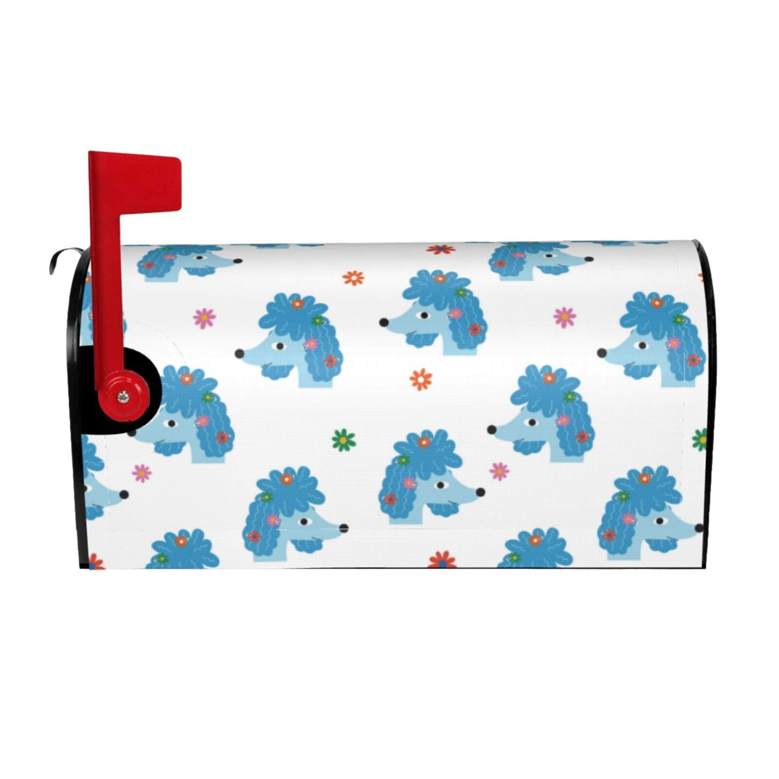 Mailbox Covers Magnetic Standard Size - Blue Cute Poodle Dog Flower ...