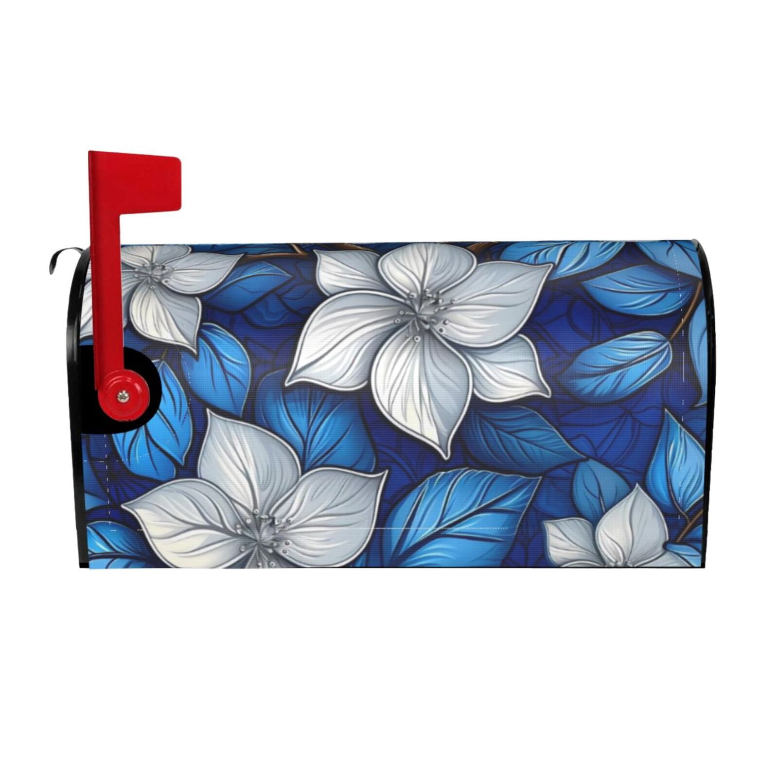 Mailbox Covers Magnetic Standard Size - Blue White Floral Elegance ...